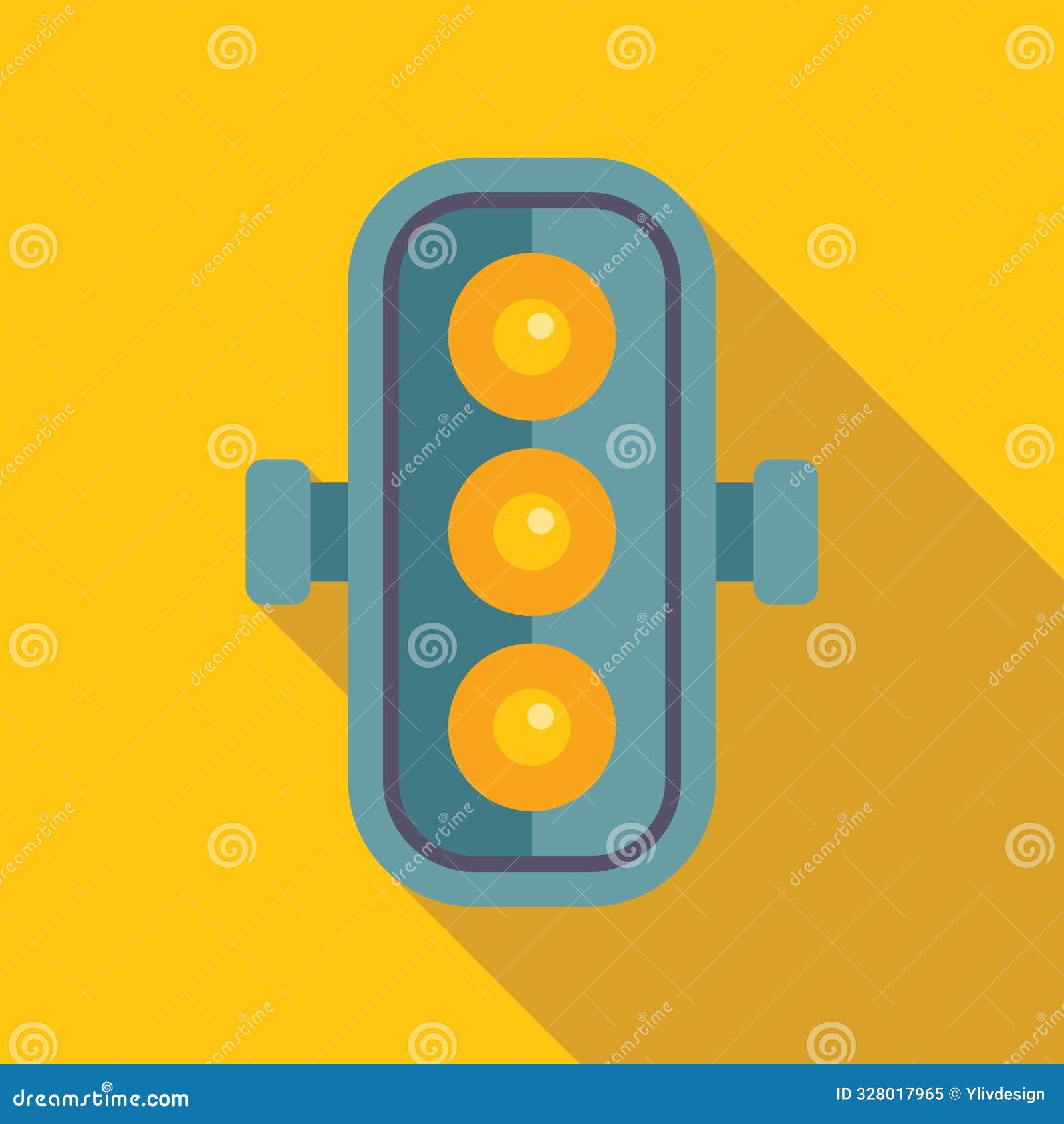 Traffic Light with All Lights Illuminated Yellow, Signaling Caution ...