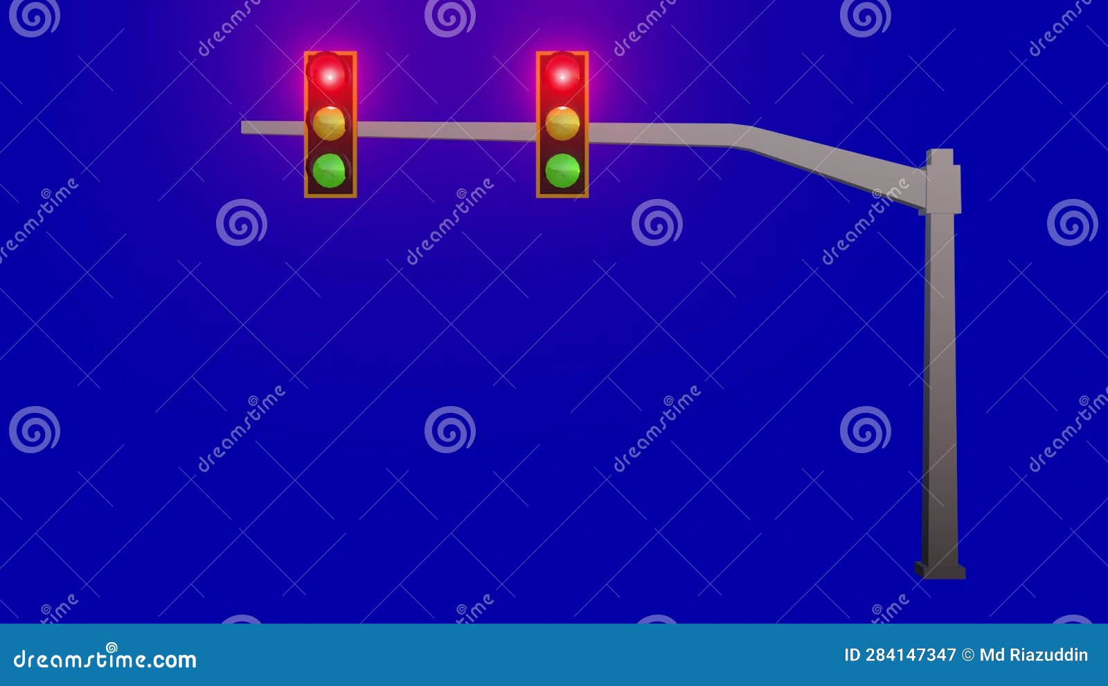 Traffic Light Changing Light, 3D Render Blue Screen Stock Video - Video ...