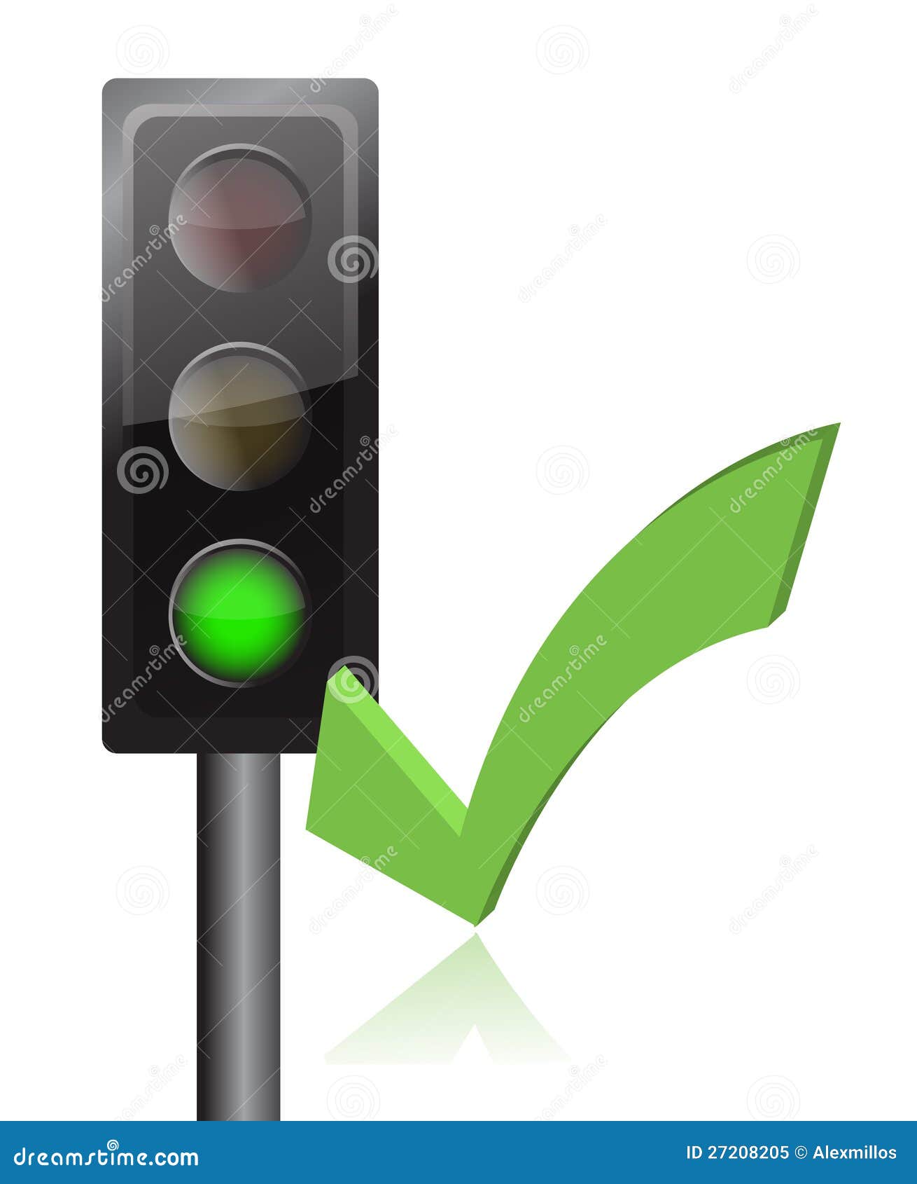 Traffic Light and Checkmark Illustration Design Stock Illustration ...