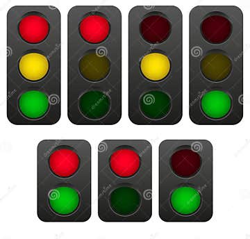 Traffic Light Collection, Set of 7, Vector Illustration Stock Vector ...