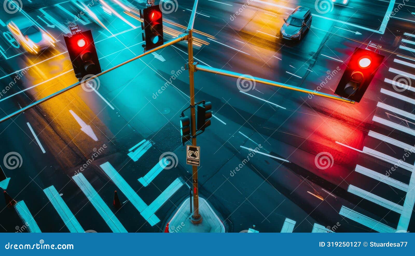Traffic Light Control in Urban Intersection Stock Image - Image of ...