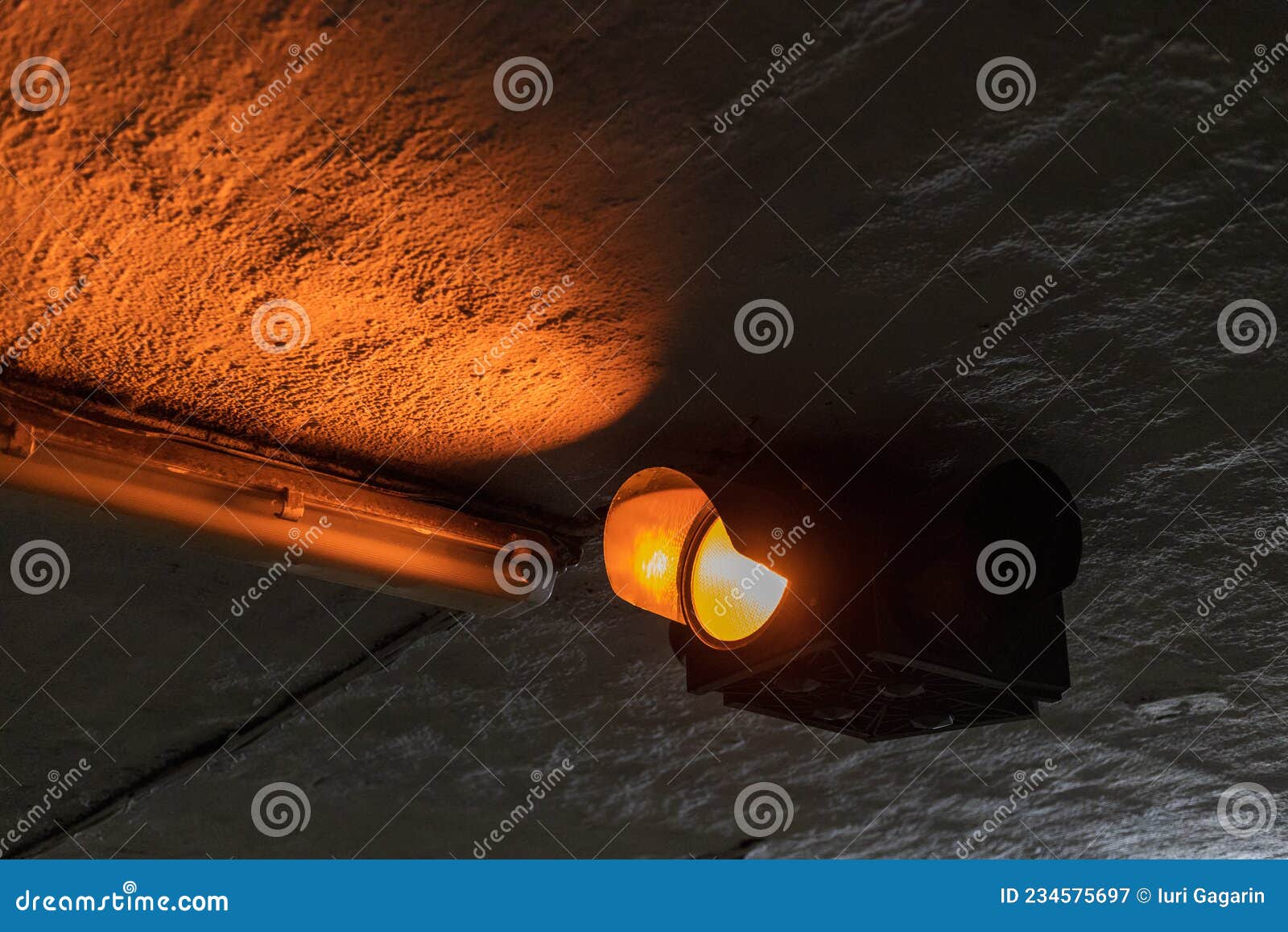 Traffic Light in Dark Underground City. Background Stock Image - Image ...