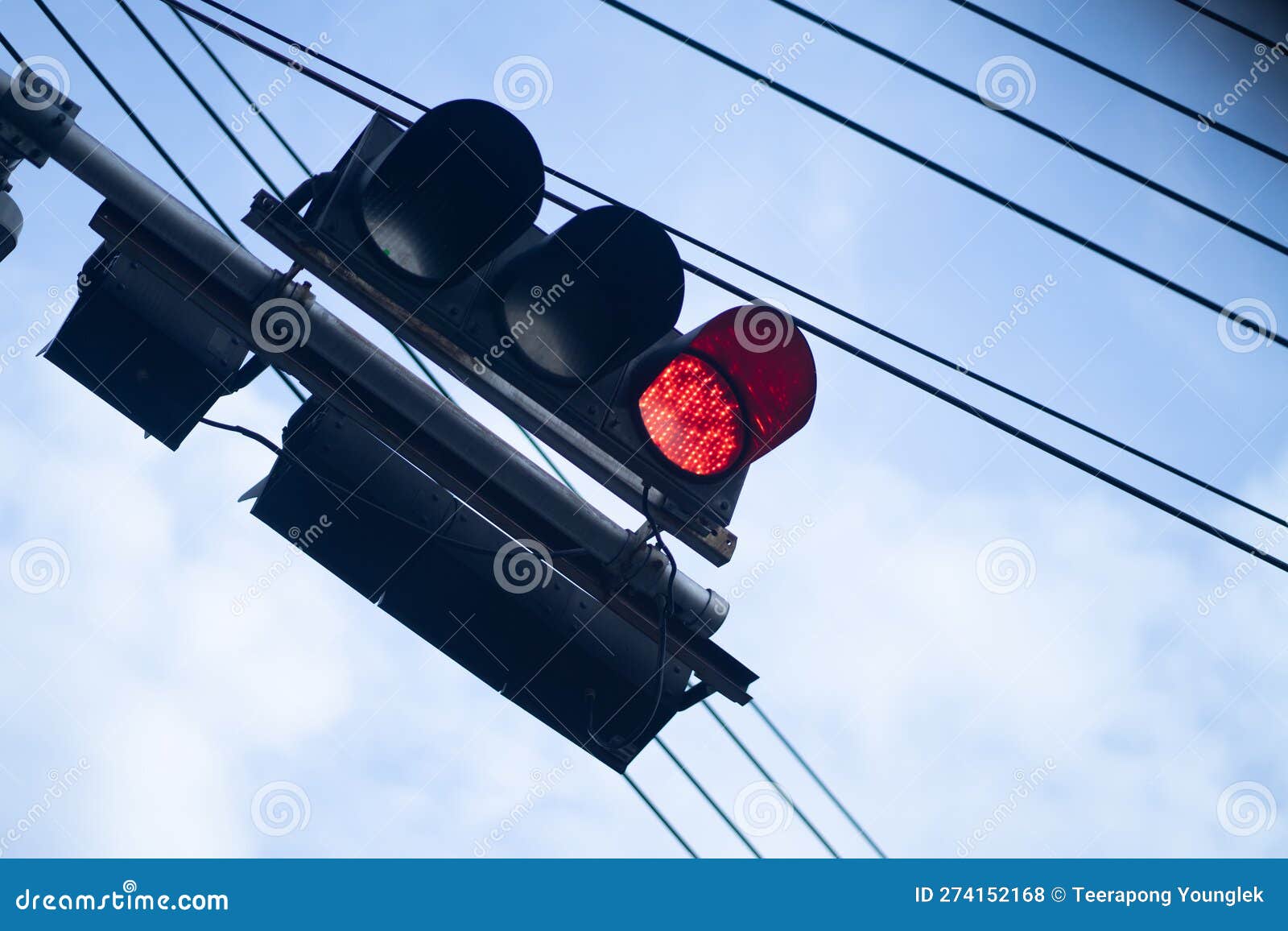 Traffic Light Driving Lights on the Road on the Blue Sky Stock Photo ...