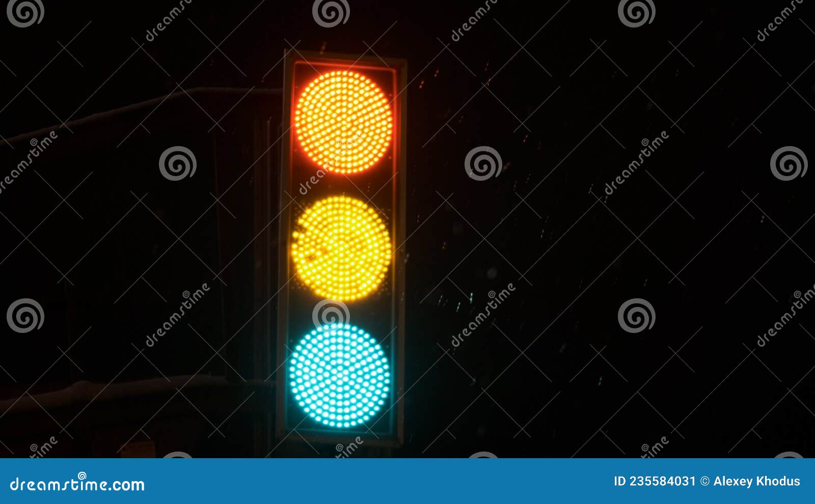 Traffic Light Glows in Three Colors at the Same Time Stock Image ...
