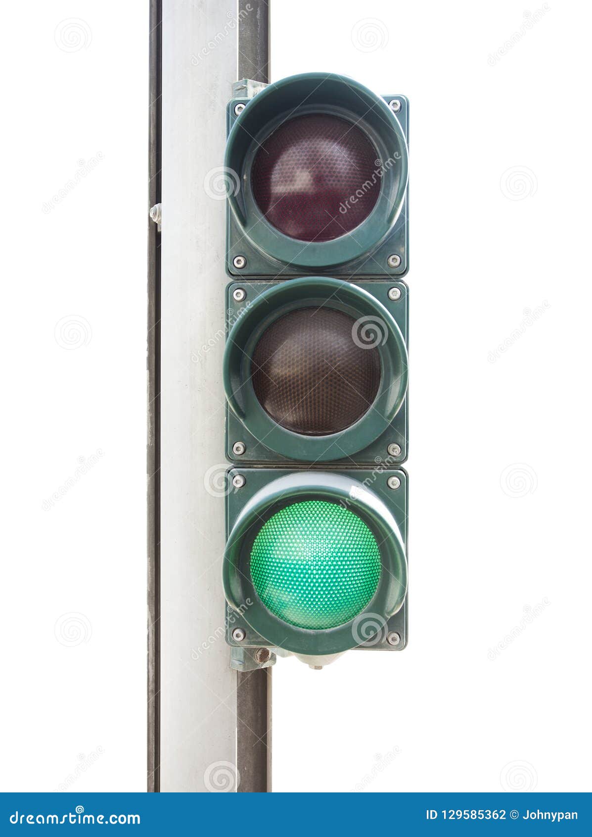 Traffic Light on Green Color Isolated Stock Photo - Image of safety ...