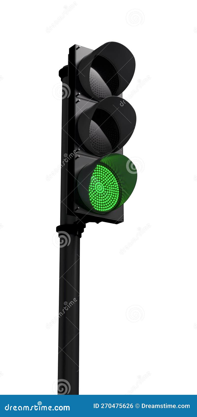 Traffic Light with Green Color Turned on Isolated on White Background ...