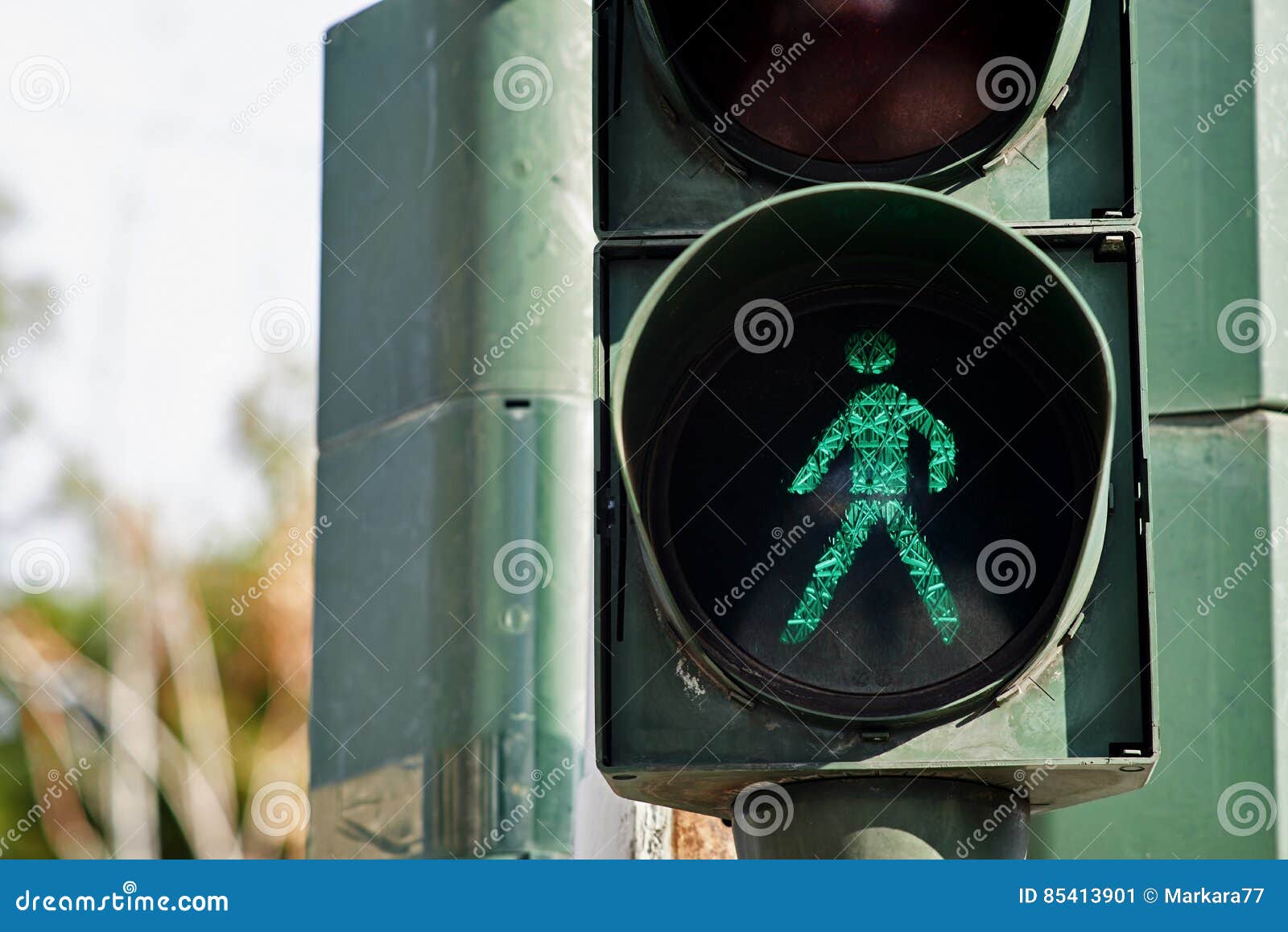 Traffic Light with the Green Man Sympol. Stock Image - Image of light ...