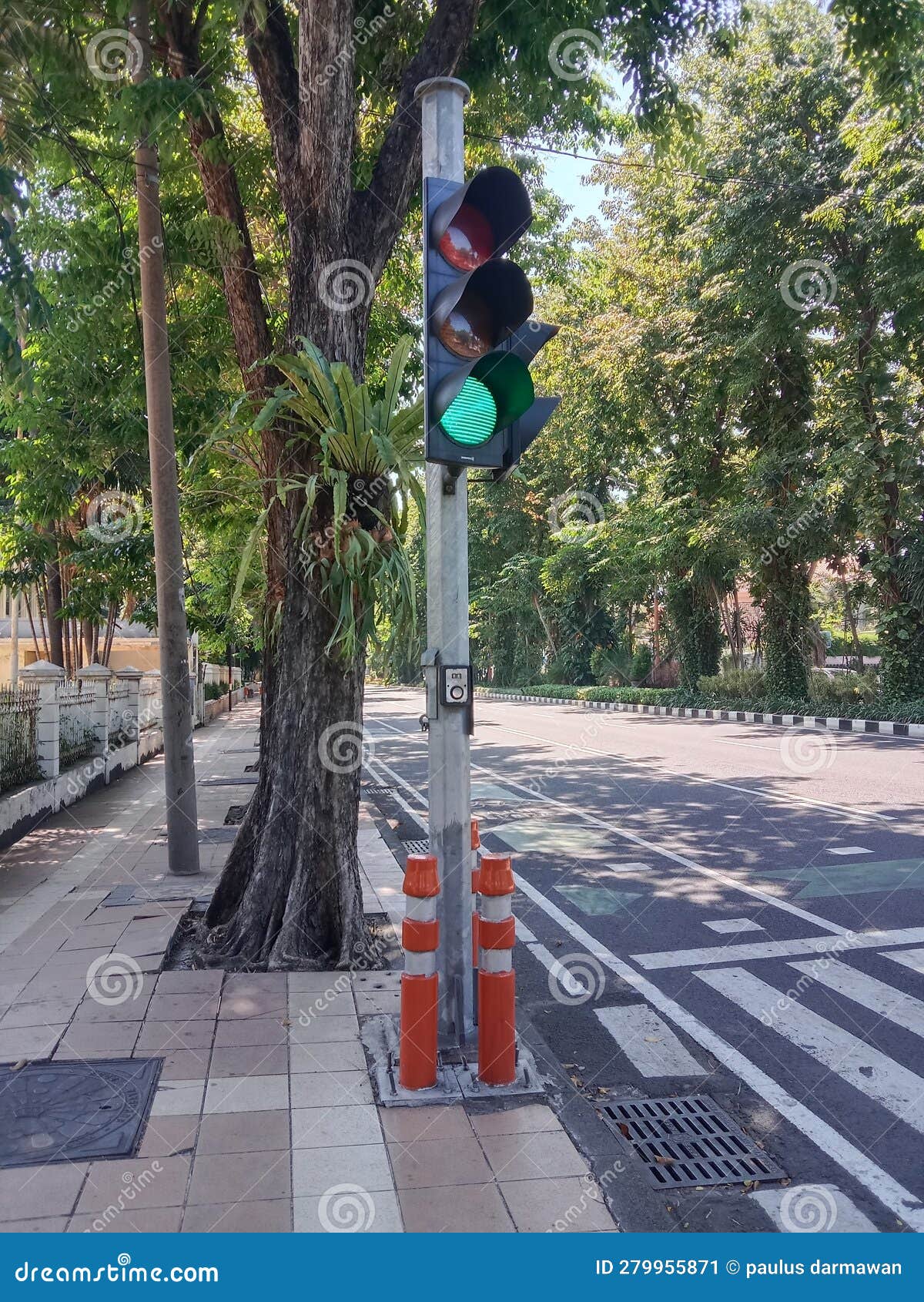 A Traffic Light Green in Pedestrian Area Stock Image - Image of traffic ...