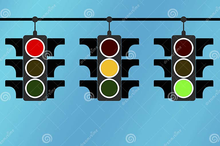 Traffic Light Hang from Top with Blue Background Stock Illustration ...