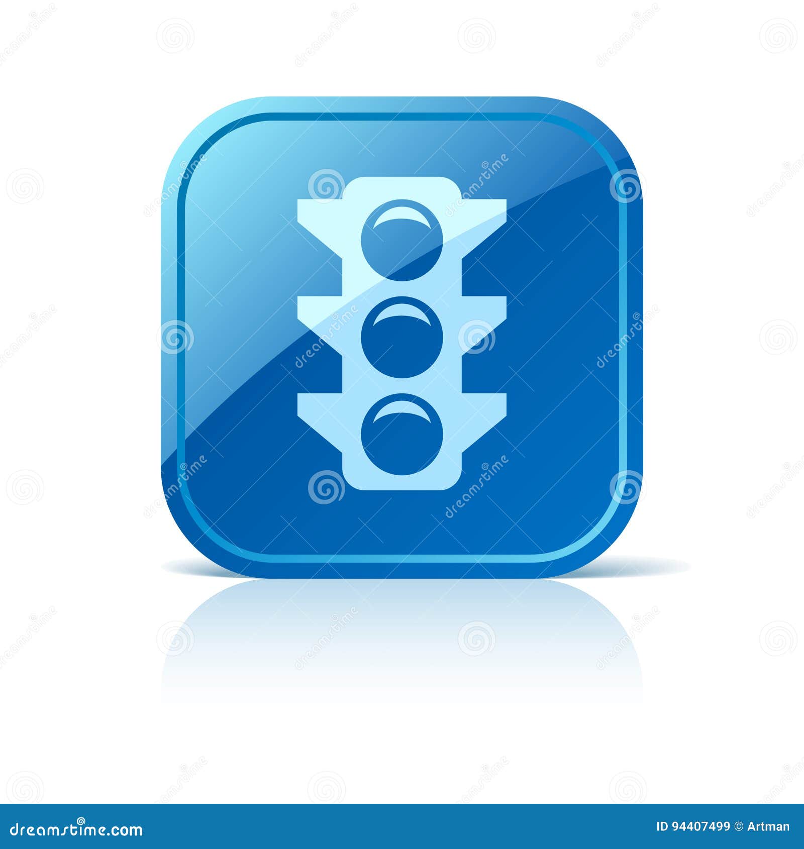 Traffic Light Icon on Blue Web Button Stock Vector - Illustration of ...