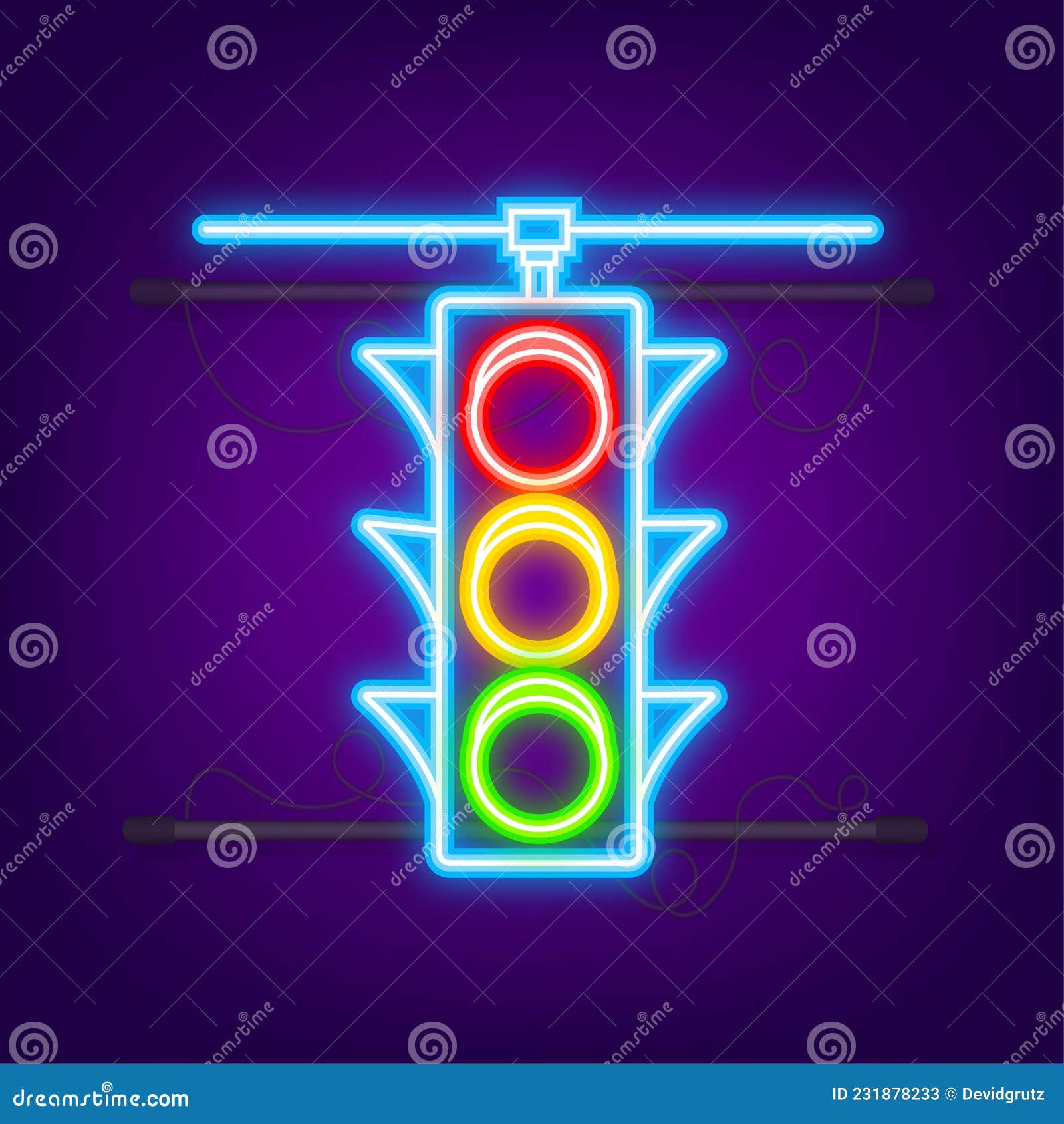 Traffic Light Icon. Pedestrian Sign. Neon Style Stock Vector ...