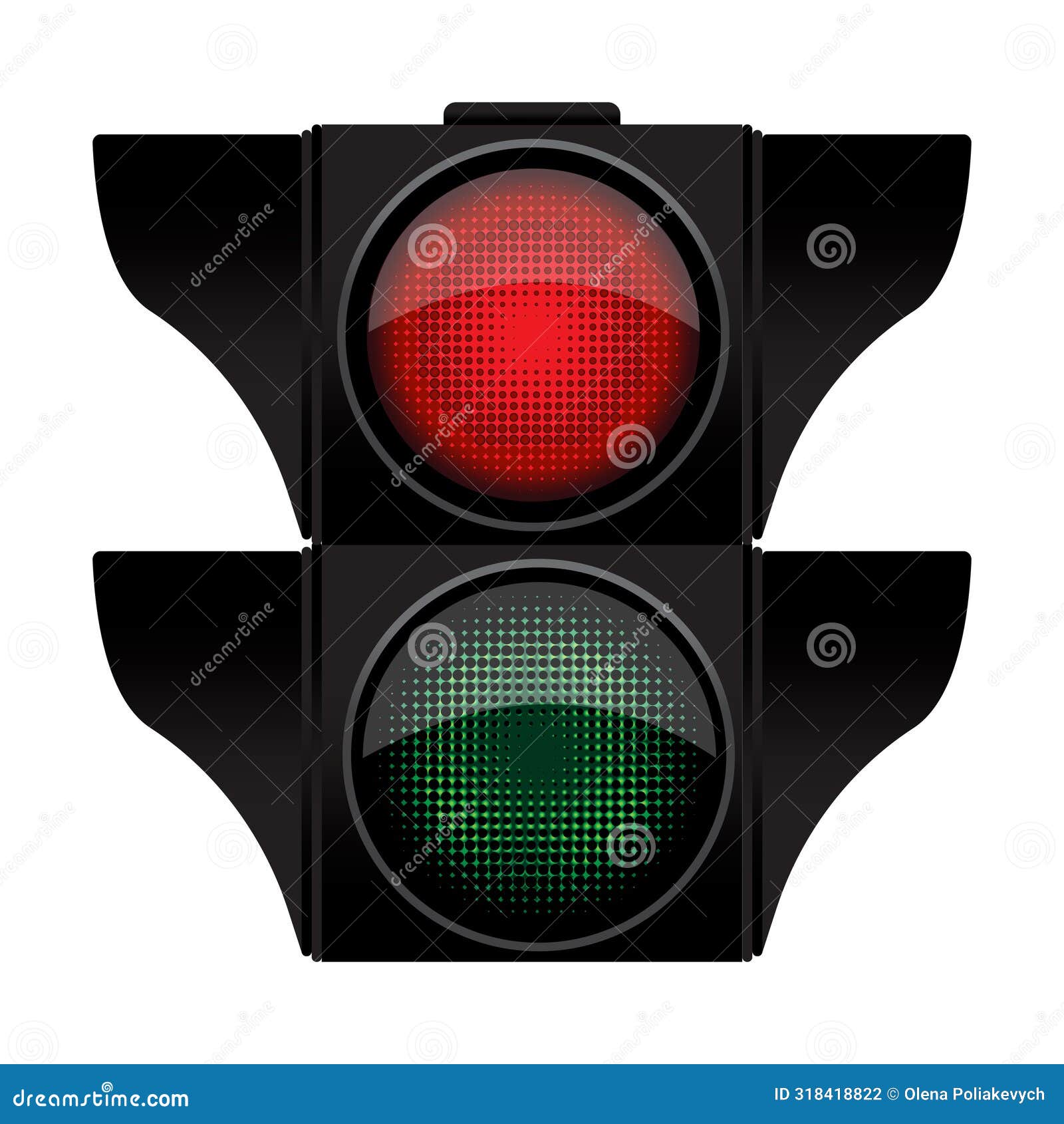 Traffic Light Icon. Red and Green. Halftone Dot Design. Black ...