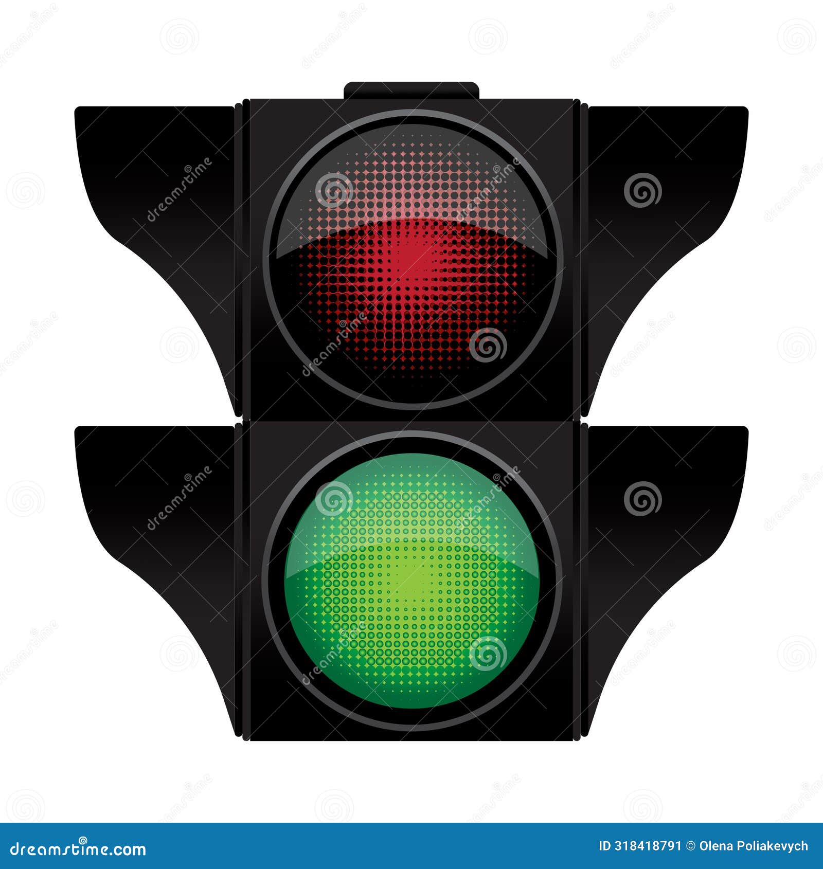 Traffic Light Icon. Red and Green. Halftone Vector Design. Signal ...