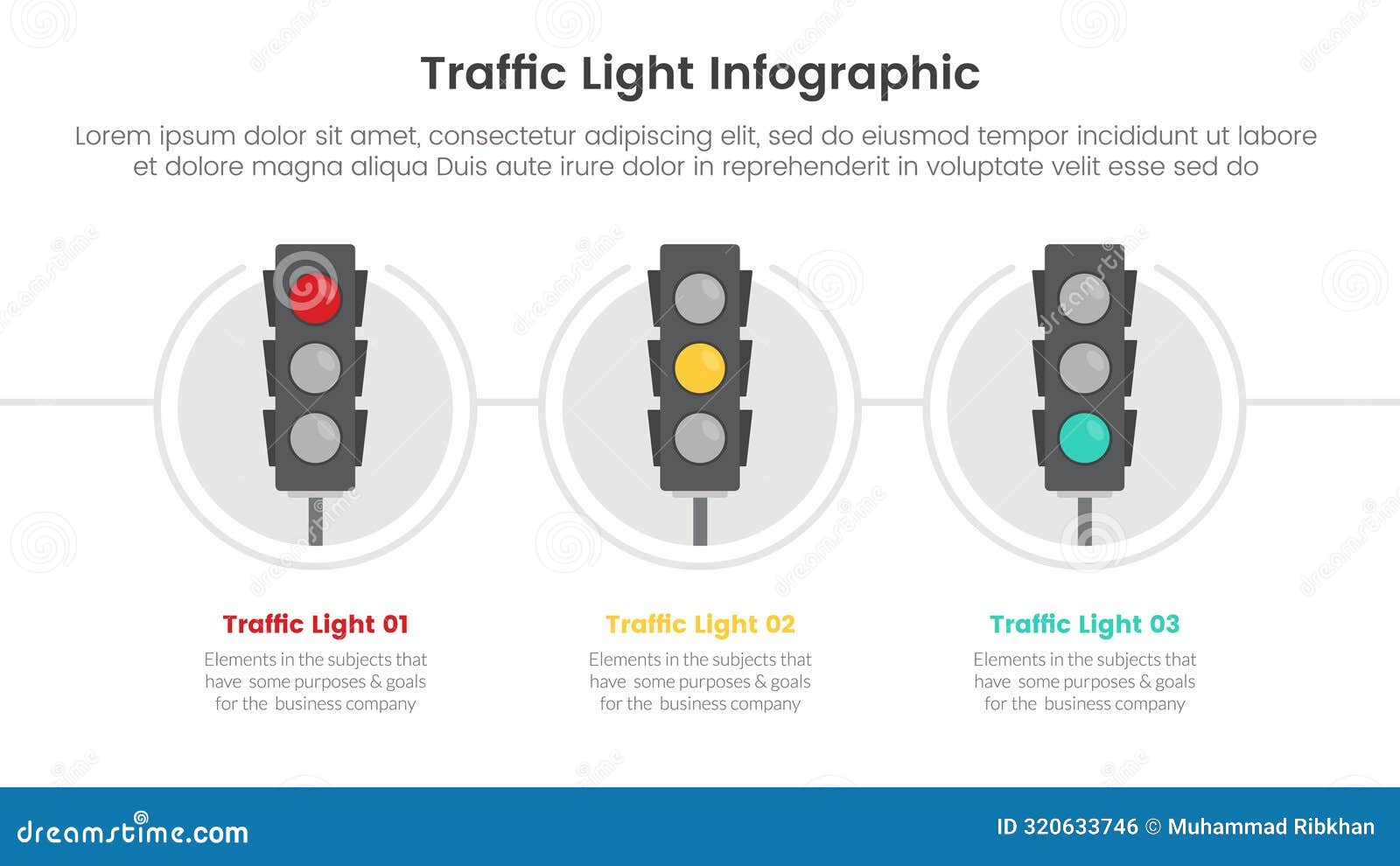 Traffic Light Infographic Template Banner with Big Circle Background on ...