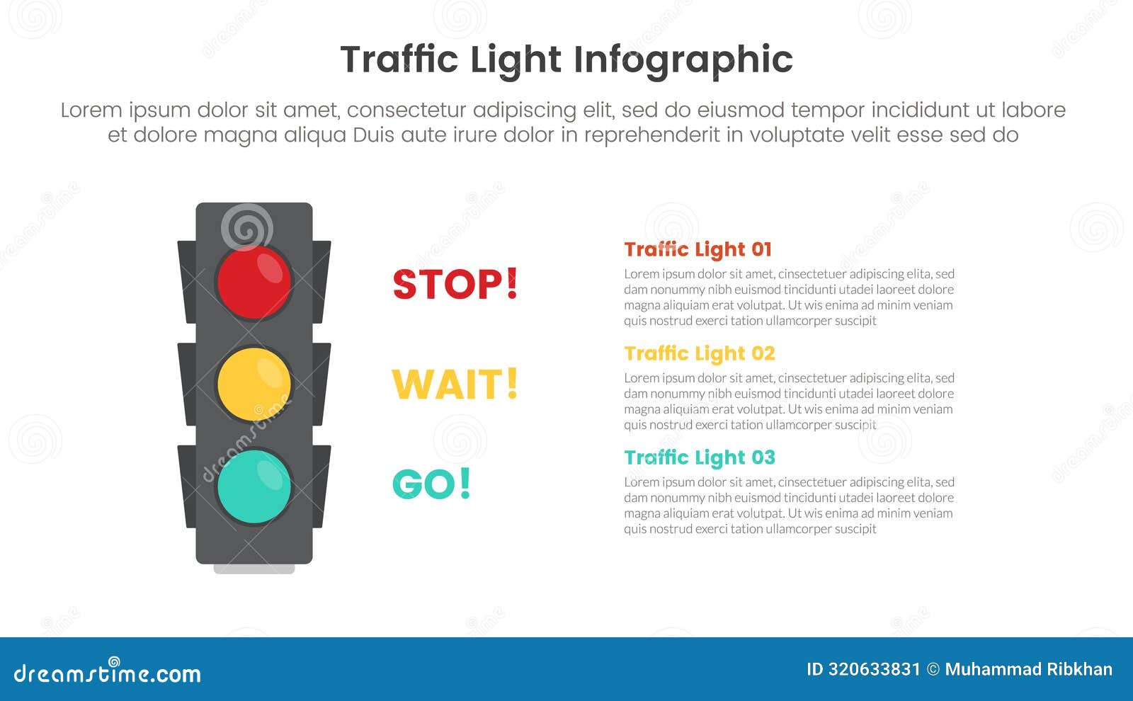 Traffic Light Infographic Template Banner with Stack Data Information ...