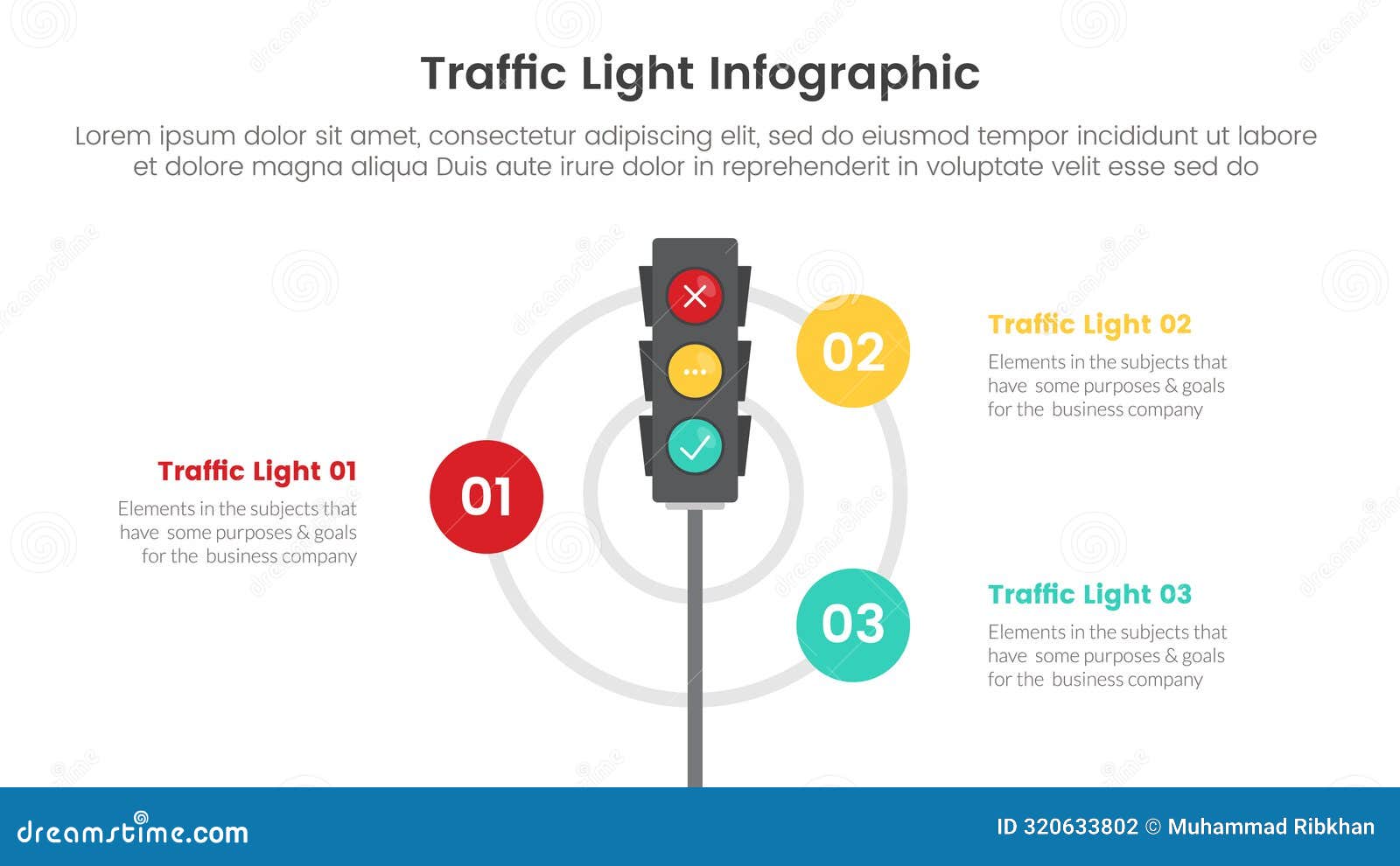 Traffic Light Infographic Template Banner with Standing Lights and ...