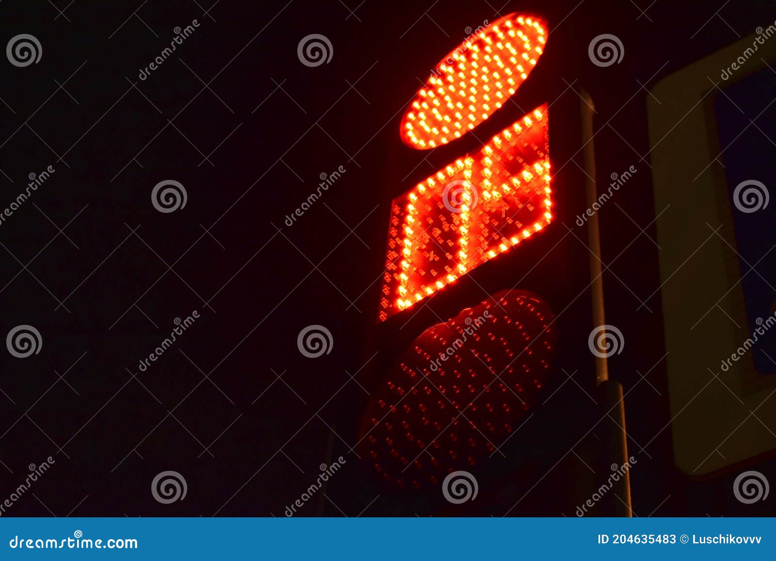 Traffic Light at the Intersection at Night for Pedestrians and Cars ...