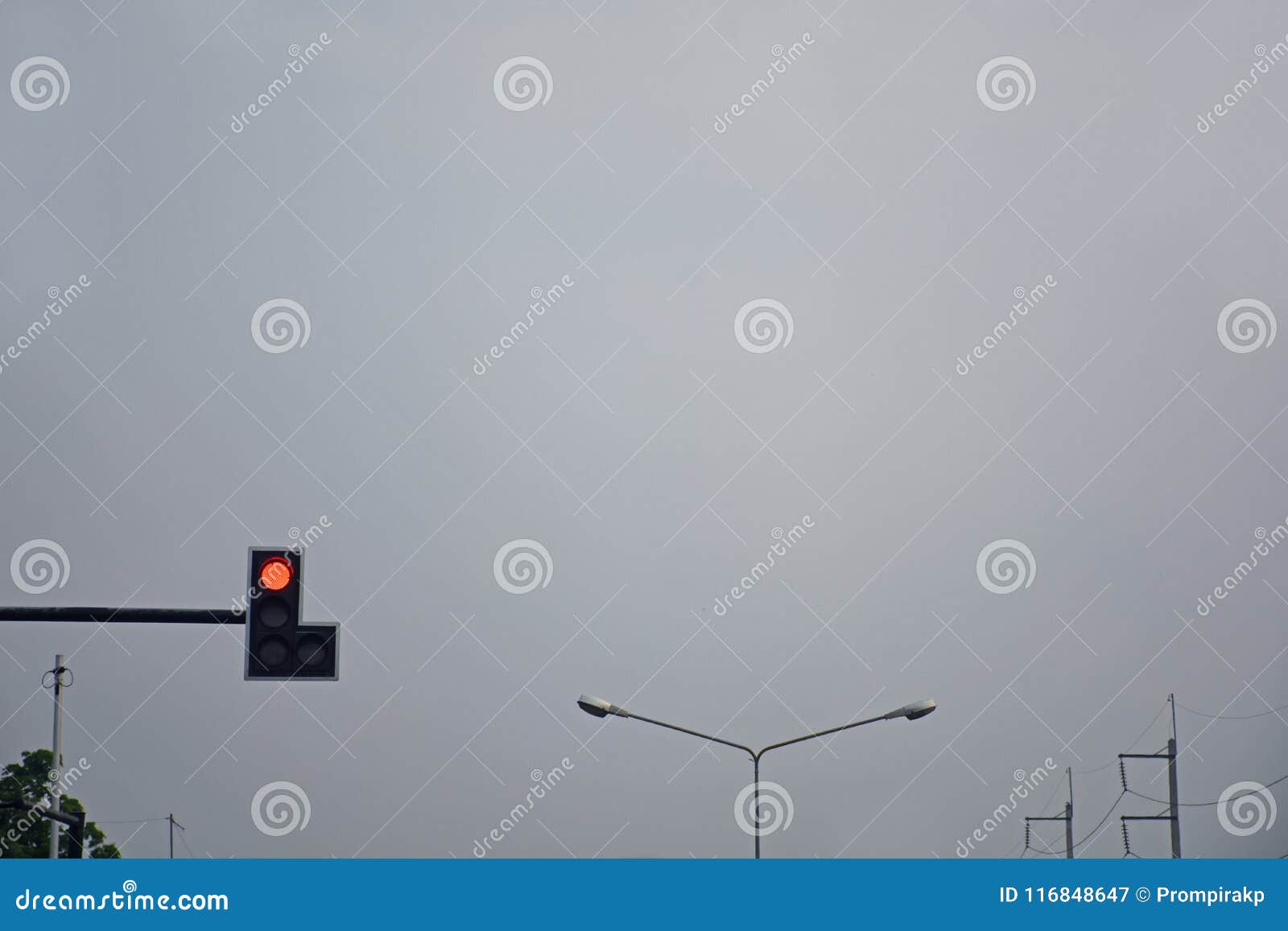 Traffic Light at Intersection Roads Show Red Light in Twilight T Stock ...