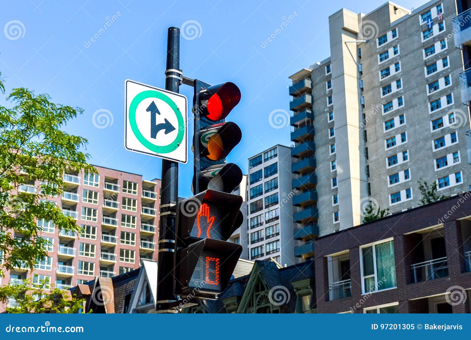 Traffic Light in Montreal Downtown Stock Image - Image of colorful ...