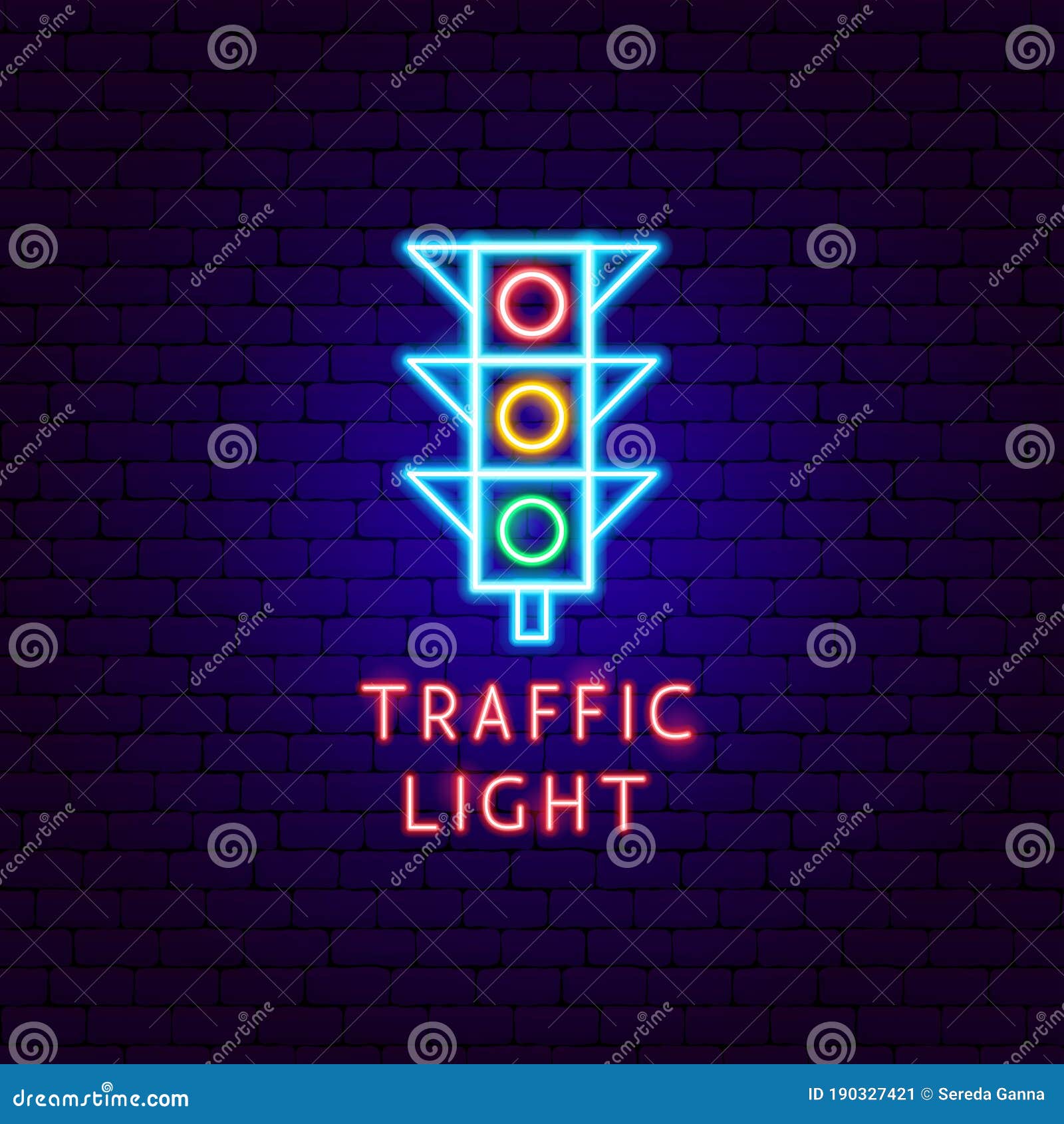 Traffic Light Neon Label stock vector. Illustration of regulation ...