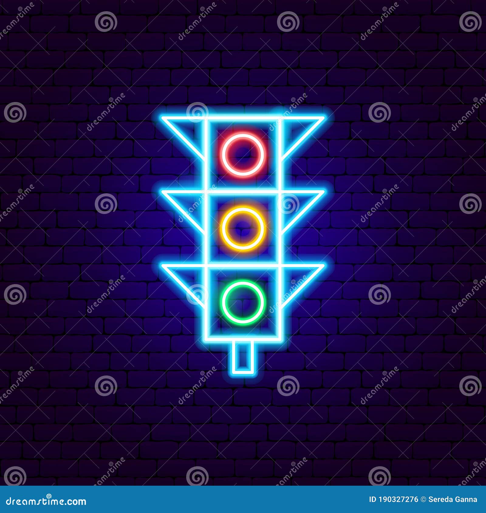 Traffic Light Neon Sign stock vector. Illustration of light - 190327276