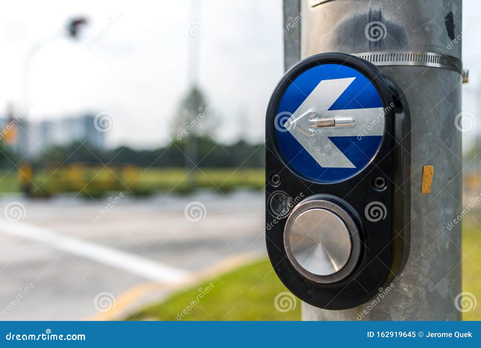 Traffic Light Pedestrian Button, Background Blurred. Big Push Button ...