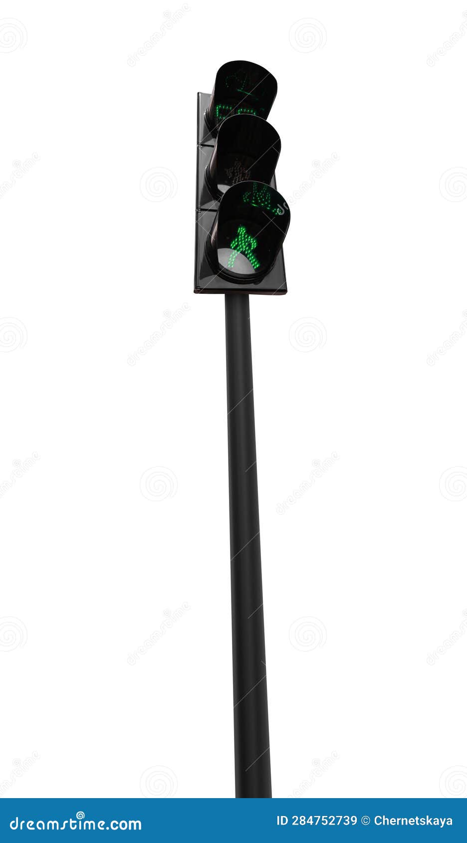 Traffic Light with Pedestrian Signals and Pole on White Background, Low ...