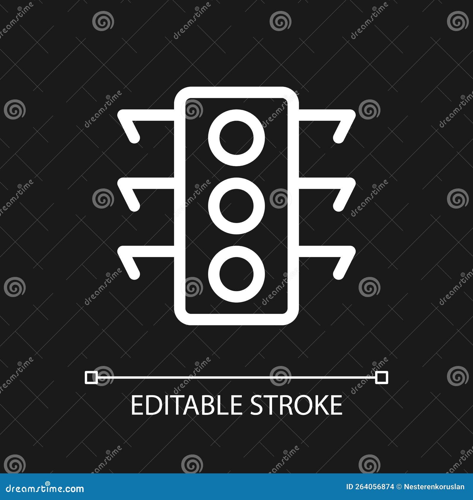 Traffic Light Pixel Perfect White Linear Ui Icon for Dark Theme Stock ...