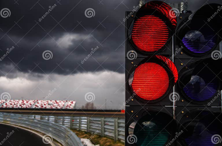 Traffic Light on Race Track Stock Image - Image of dark, lights: 31145853