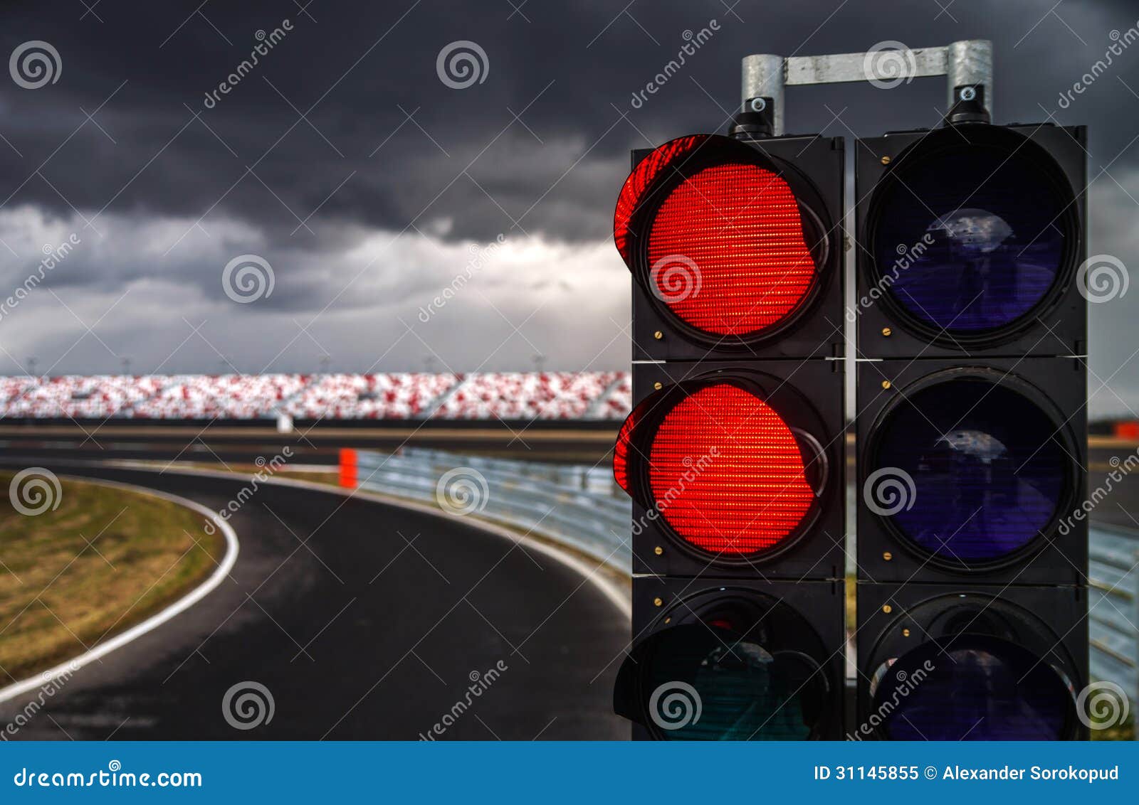 Traffic Light on Race Track Stock Image - Image of contrast, asphalt ...