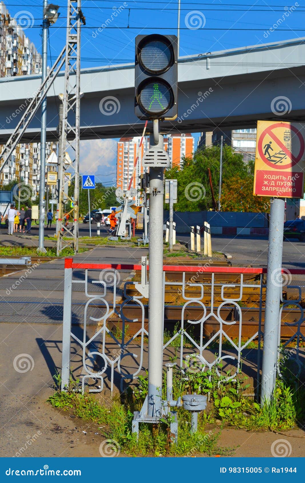 Traffic Light on the Railway for Pedestrians. Russia. Stock Image ...