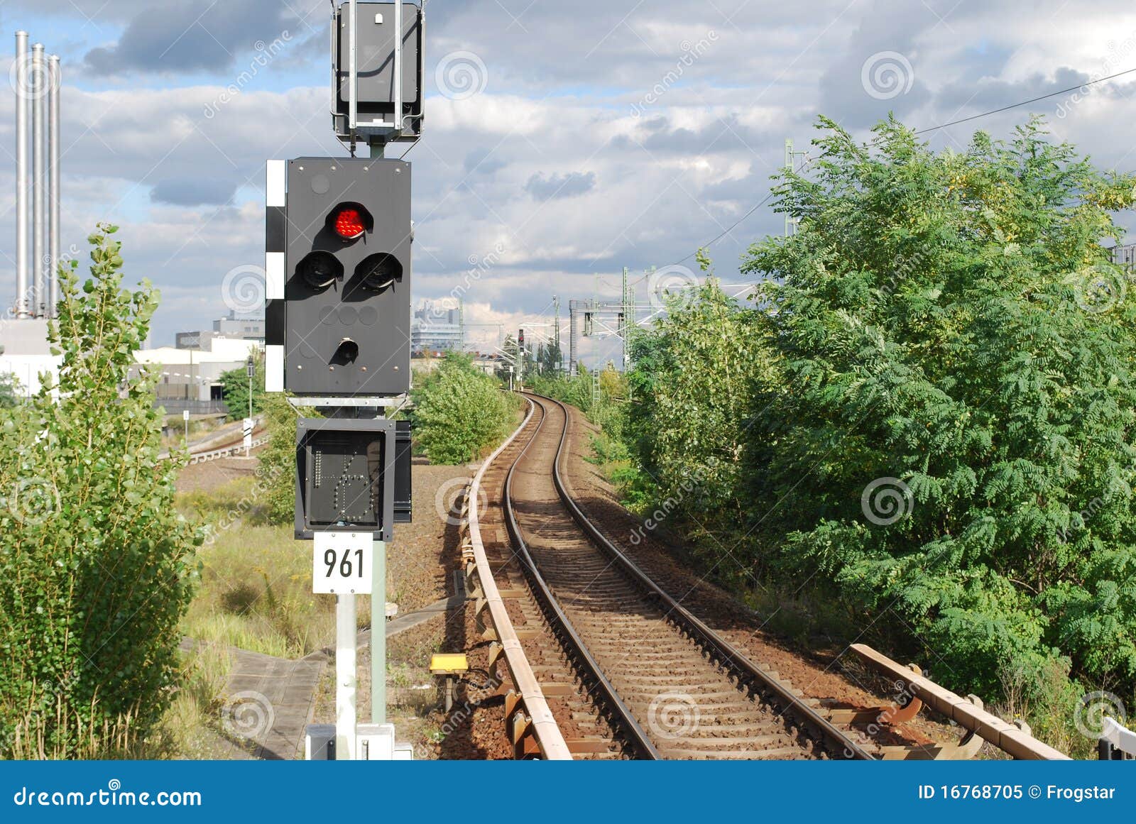 Traffic Light and Railway Track Stock Image - Image of view, chimney ...