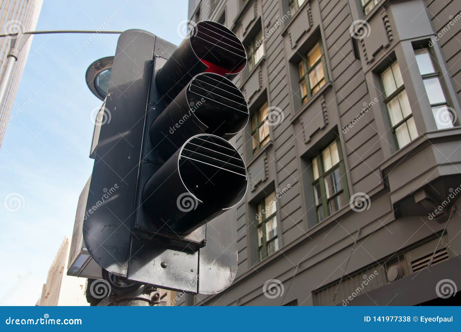 Traffic Light with Red Colour Light on in European Town Stock Photo ...