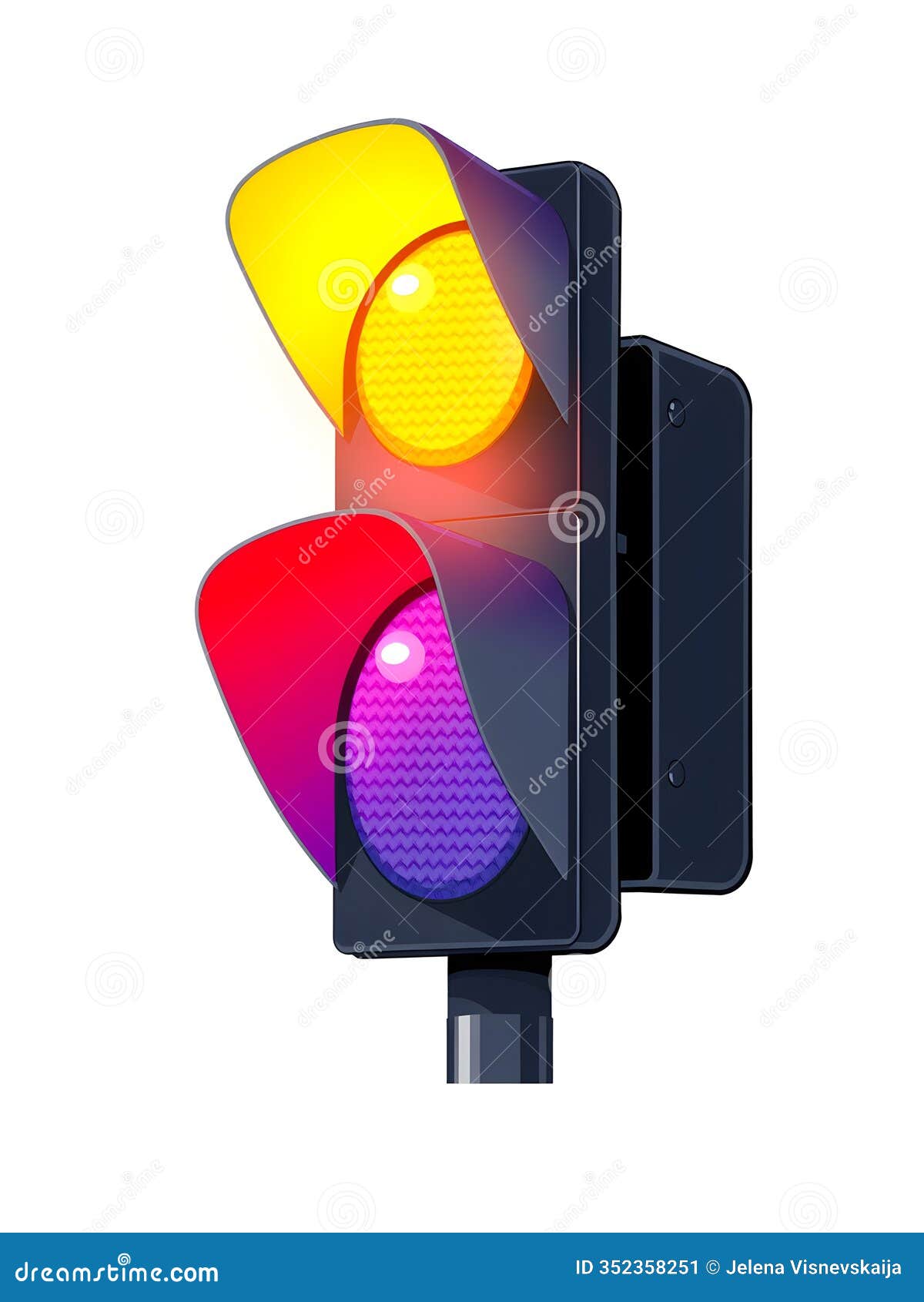 A Traffic Light with a Red Light and a Yellow Light Stock Illustration ...