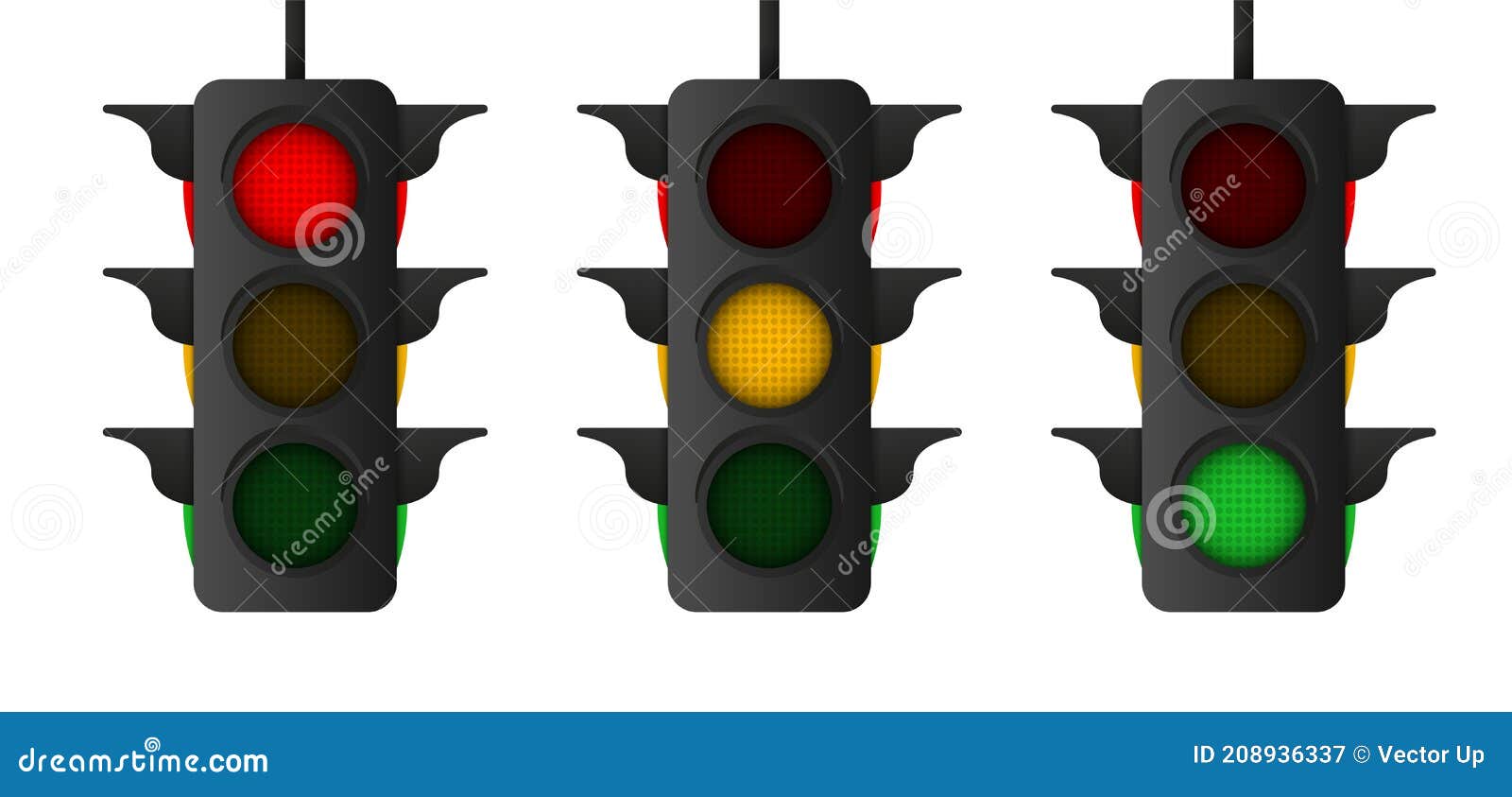 Traffic Light with Reflection and Shadow. Vector Illustration. Stock ...