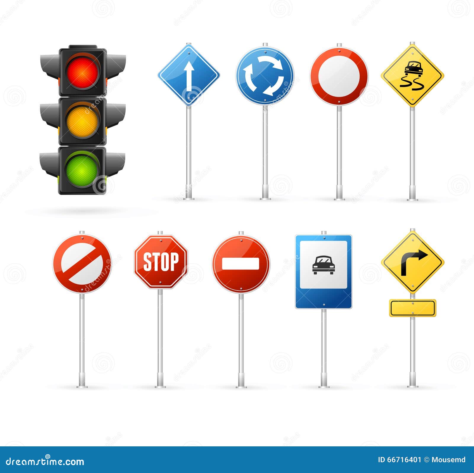 Traffic Road Sign Set Cartoon Vector | CartoonDealer.com #37053147