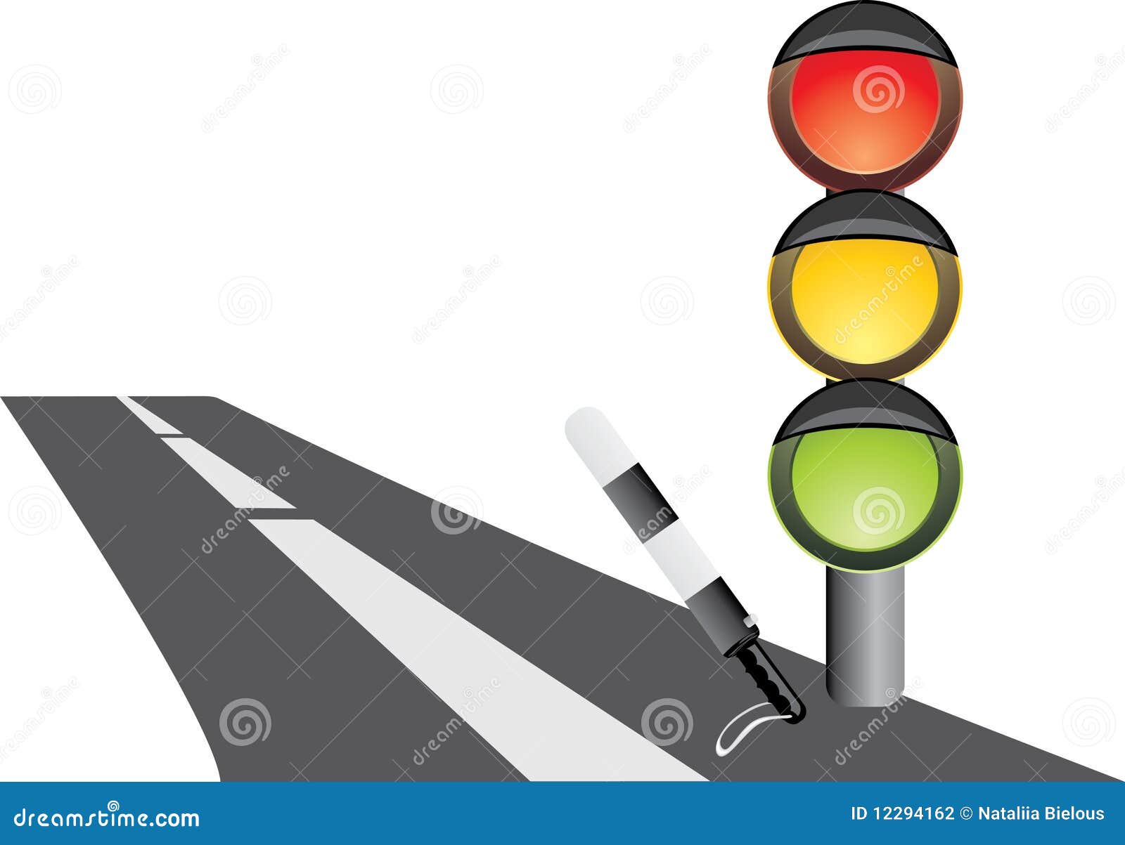 Traffic-light and Rod. Fragment of Road Stock Vector - Illustration of ...