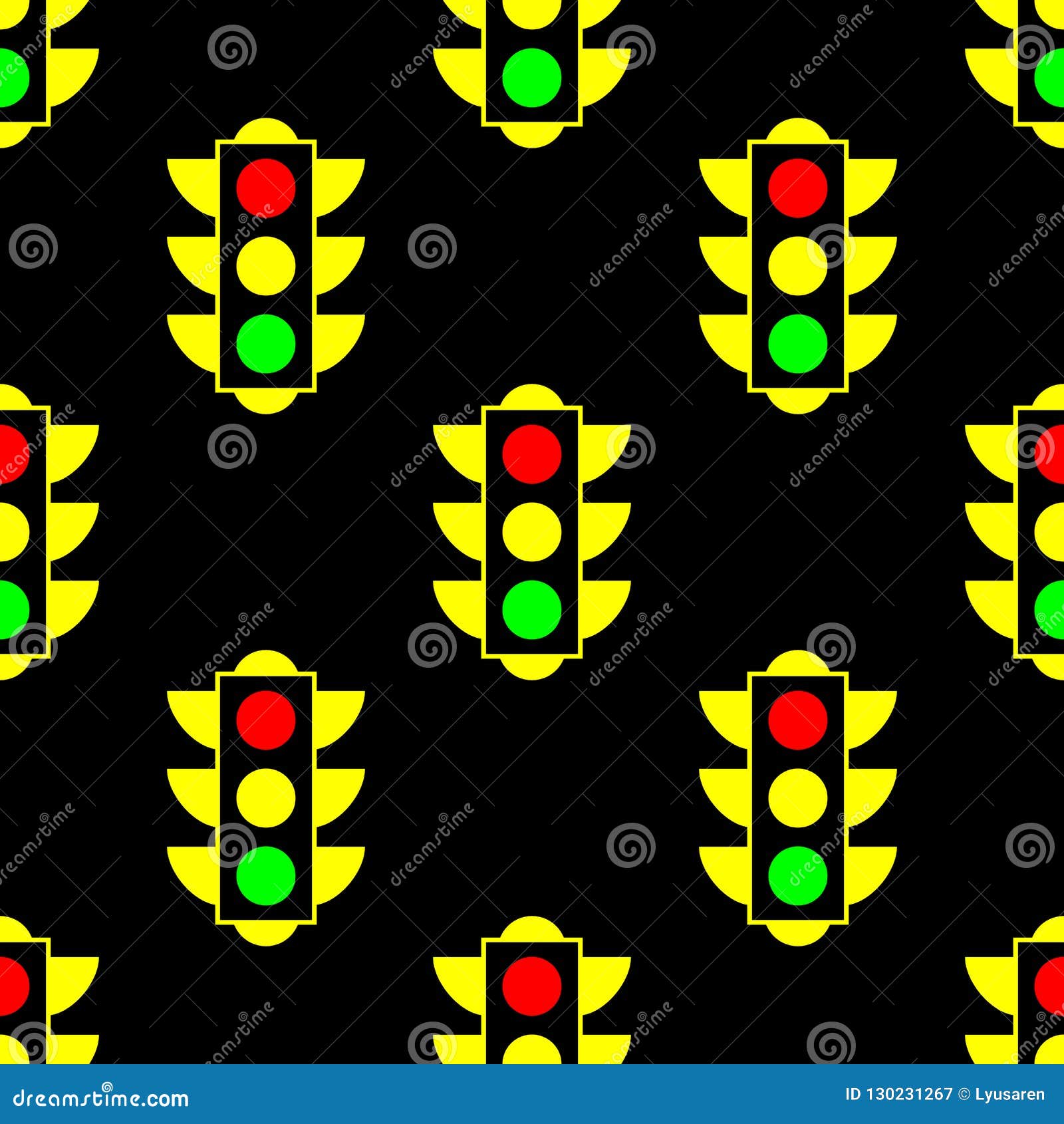 Traffic Light Seamless Pattern, Simple Vector Sign Stock Illustration ...