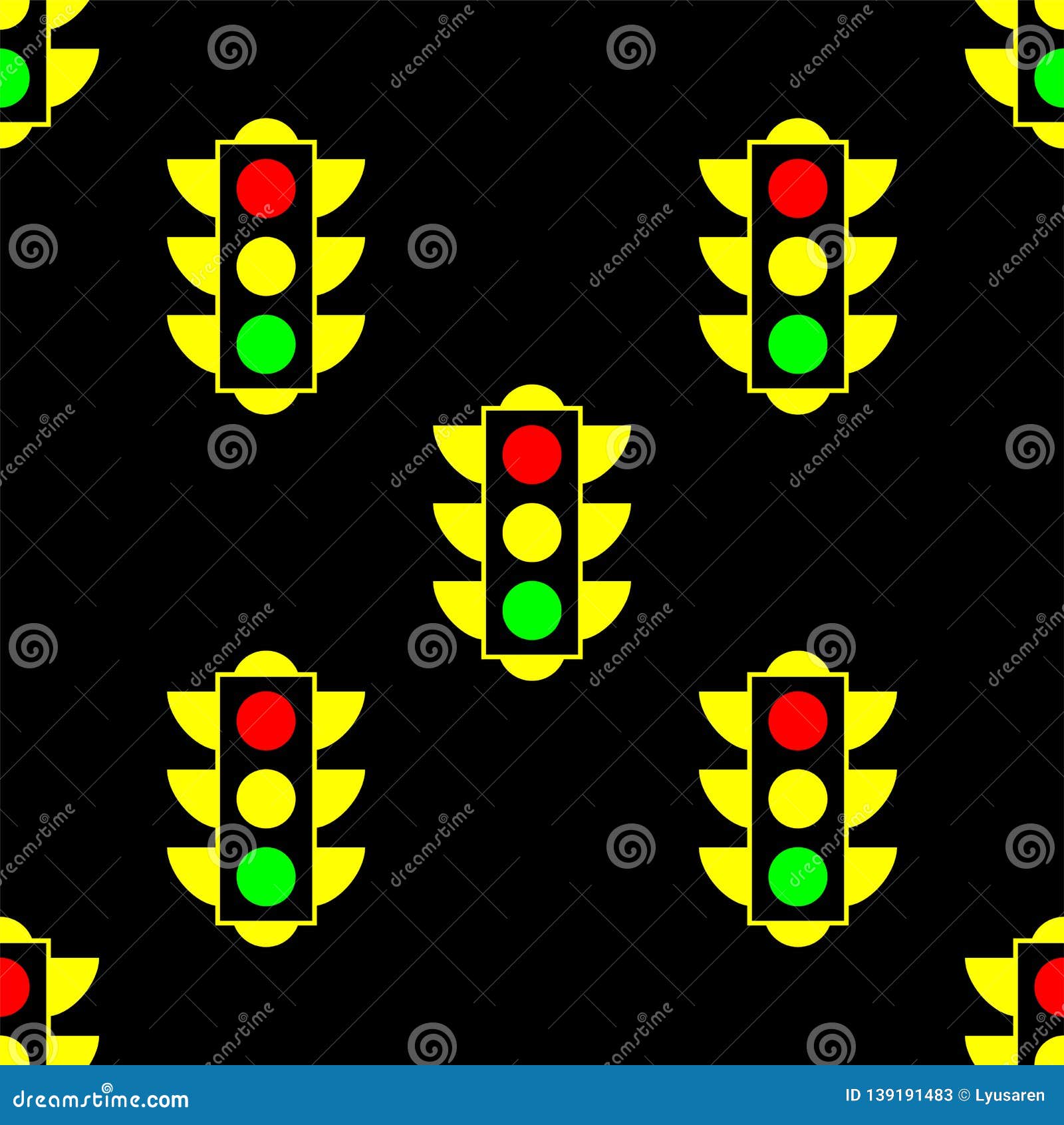 Traffic Light Seamless Pattern, Simple Vector Sign Stock Illustration ...