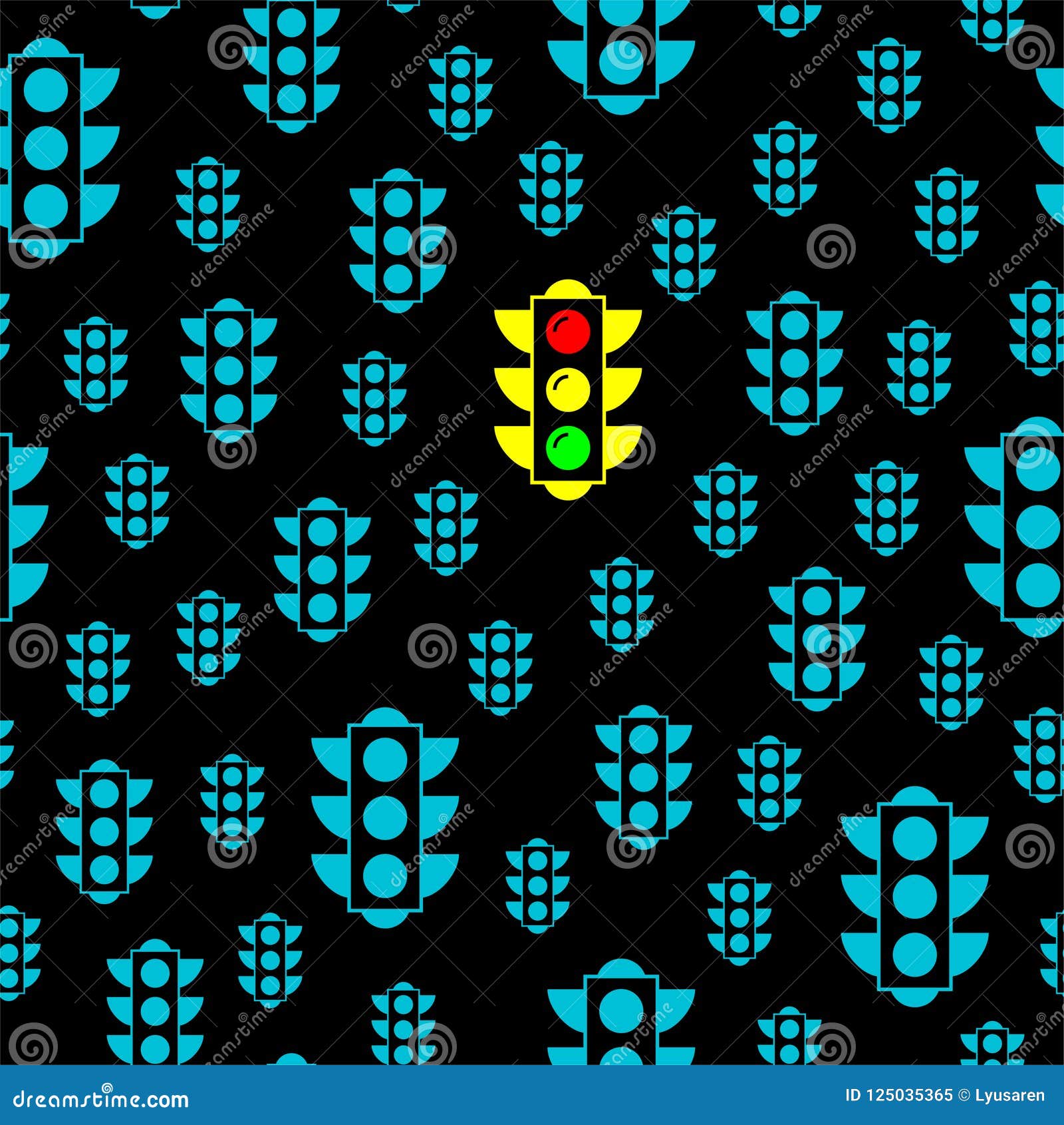 Traffic Light Seamless Pattern, Simple Vector Sign Stock Illustration ...