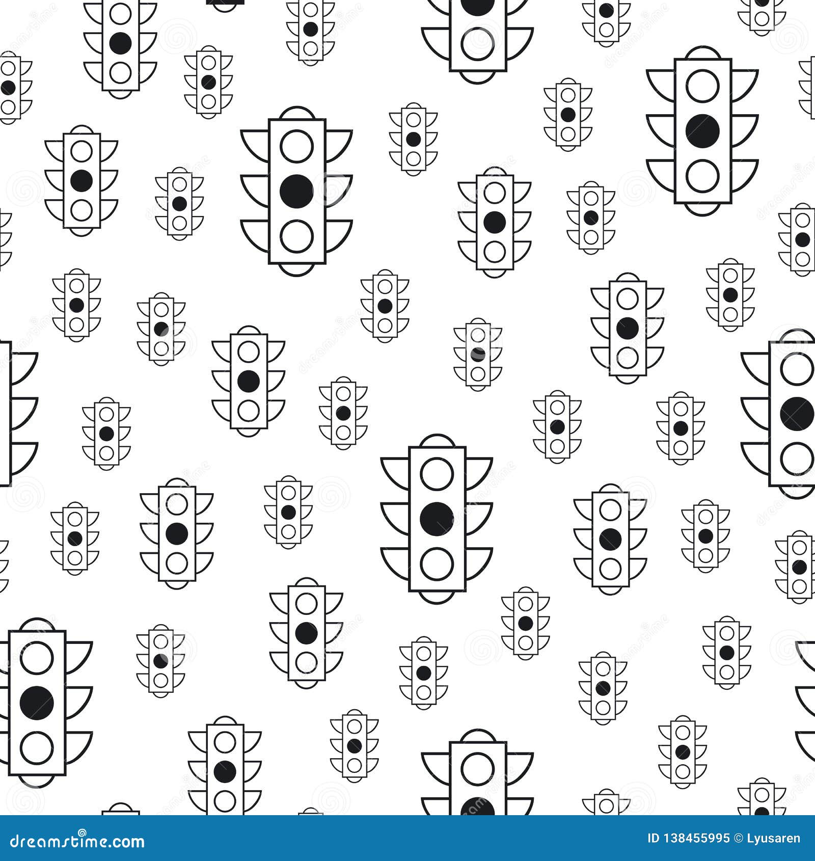 Traffic Light Seamless Pattern, Simple Vector Sign Stock Illustration ...