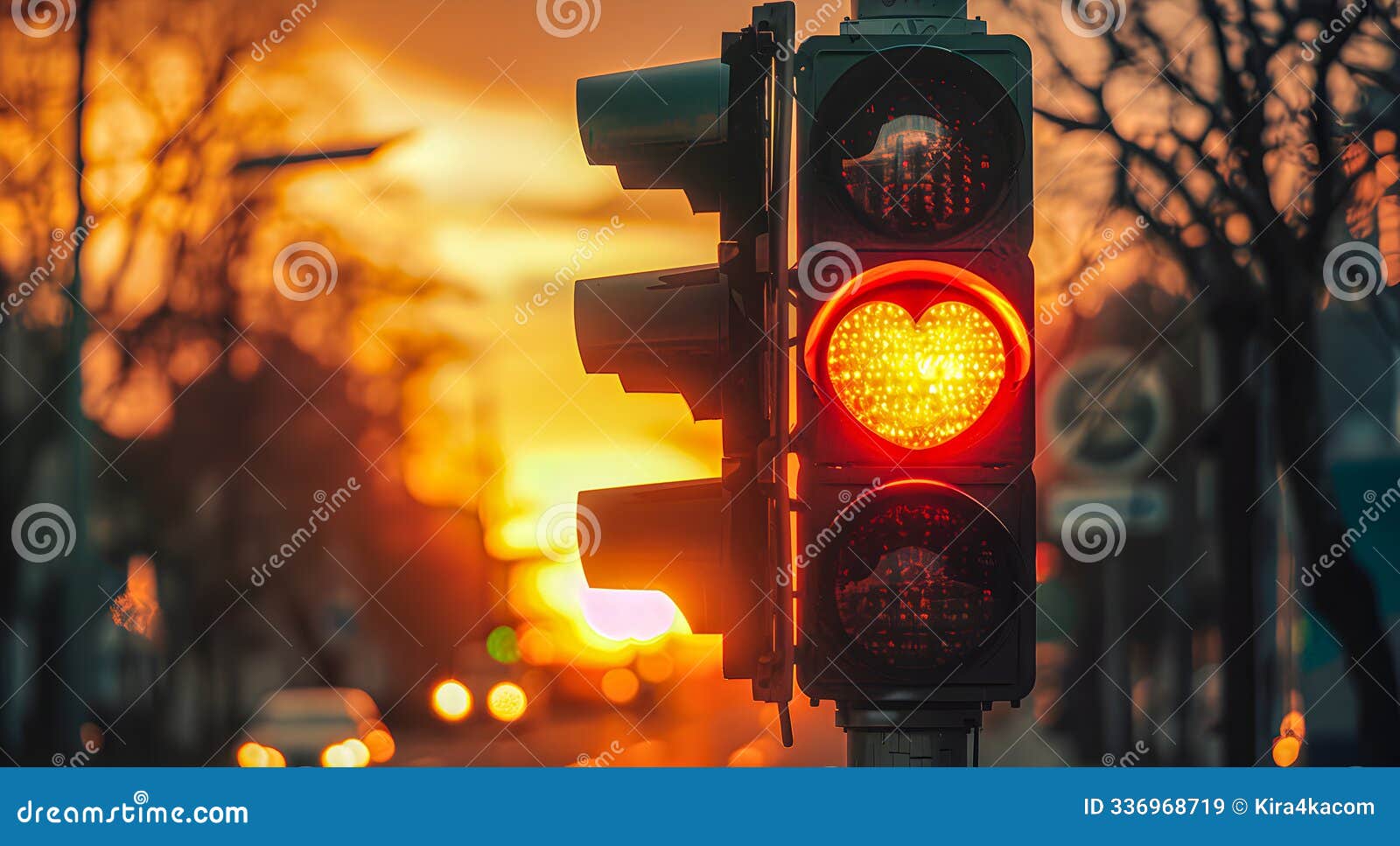 A Traffic Light Showing a Heart-shaped Signal at Sunset Stock Image ...