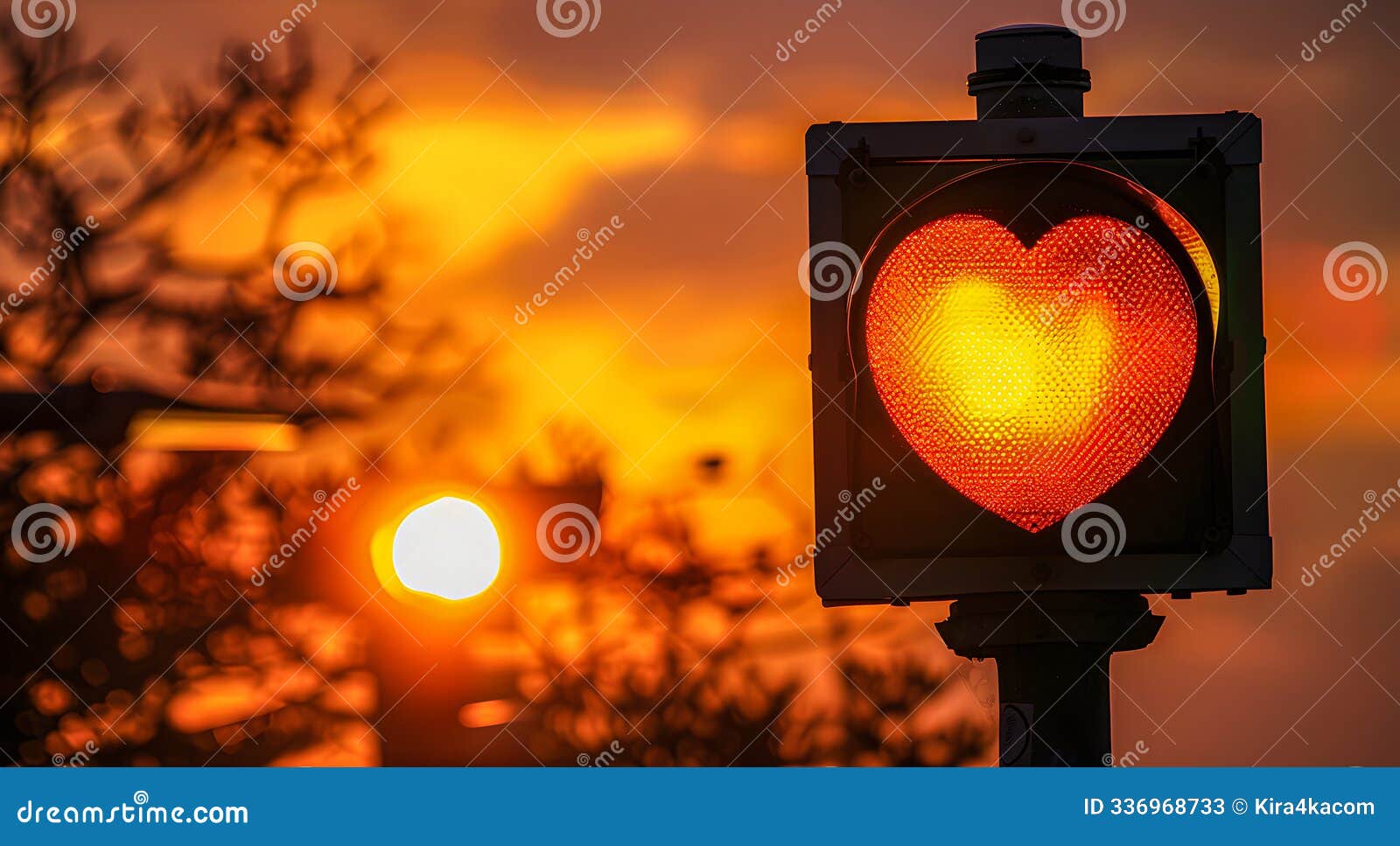 A Traffic Light Showing a Heart-shaped Signal at Sunset Stock Image ...
