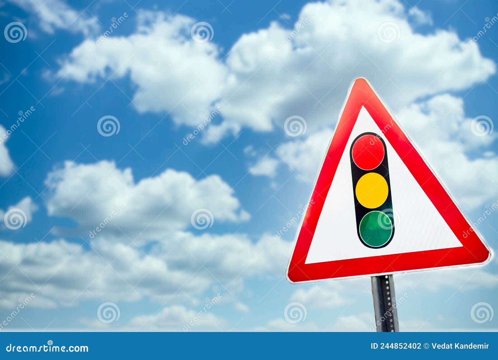 Traffic Light Sign Against To Blue Sky, Copy Space Stock Photo - Image ...