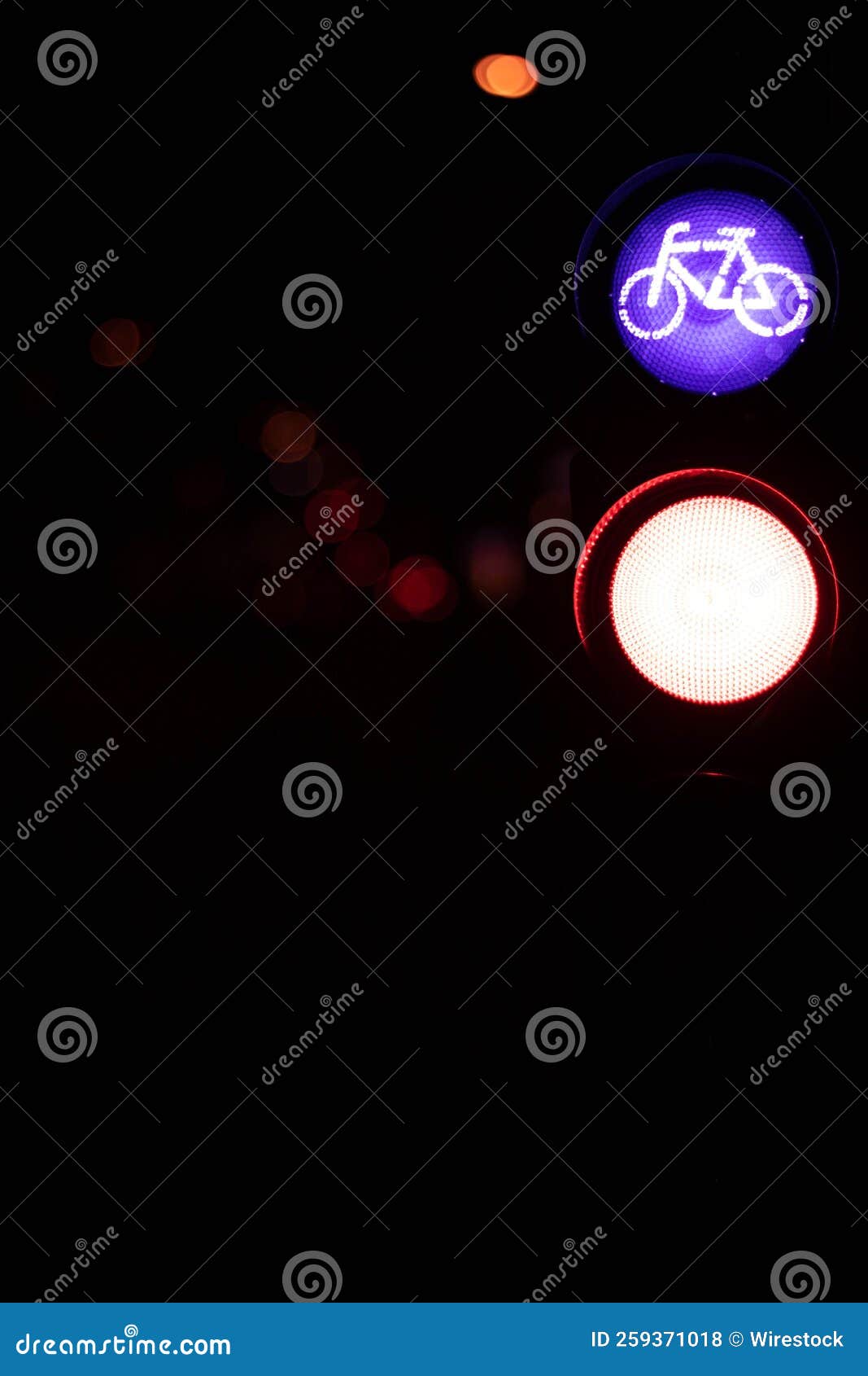 Traffic Light Signage for Bicycles during Nighttime Stock Photo - Image ...