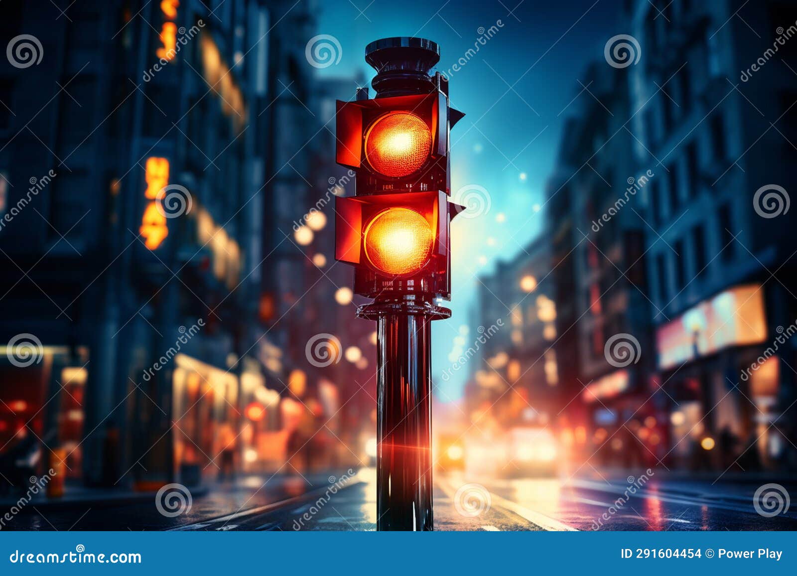 Traffic Light Signal in the City at Night. 3d Rendering Stock ...