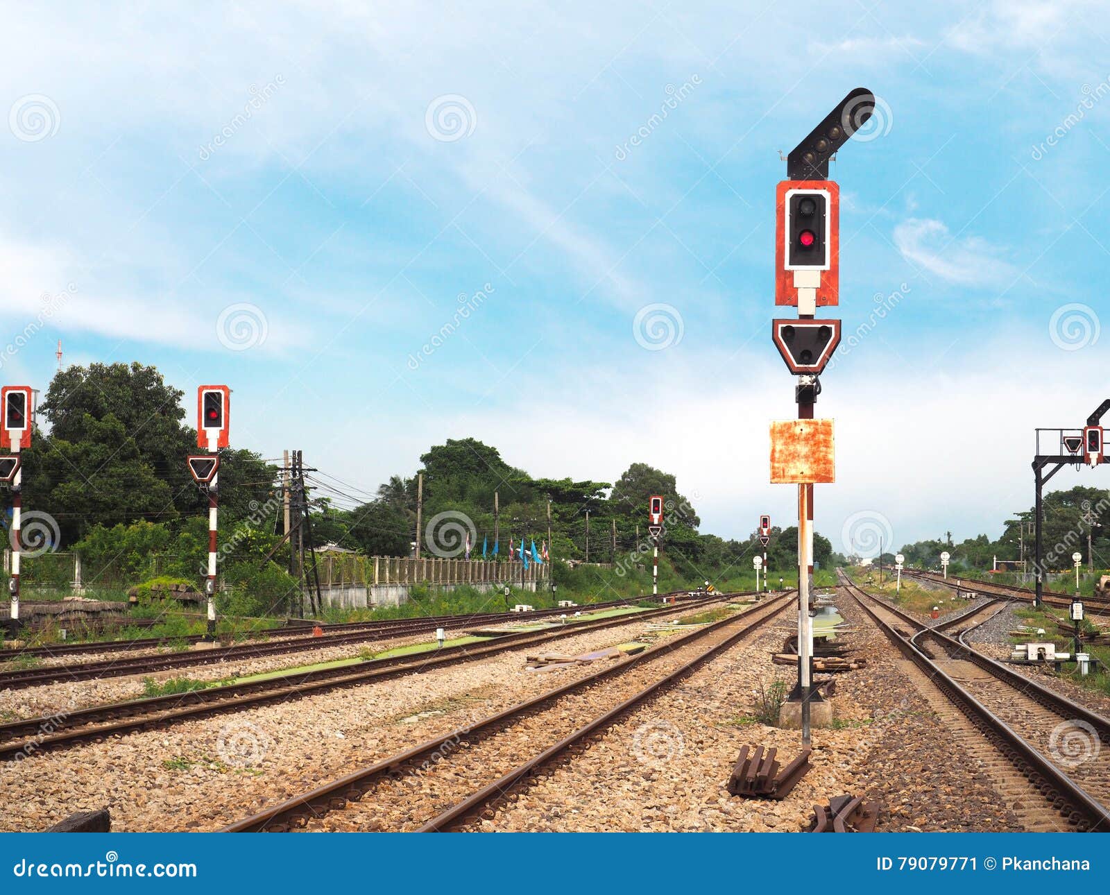 Traffic Light Signal Over Railway Track Stock Image - Image of ...