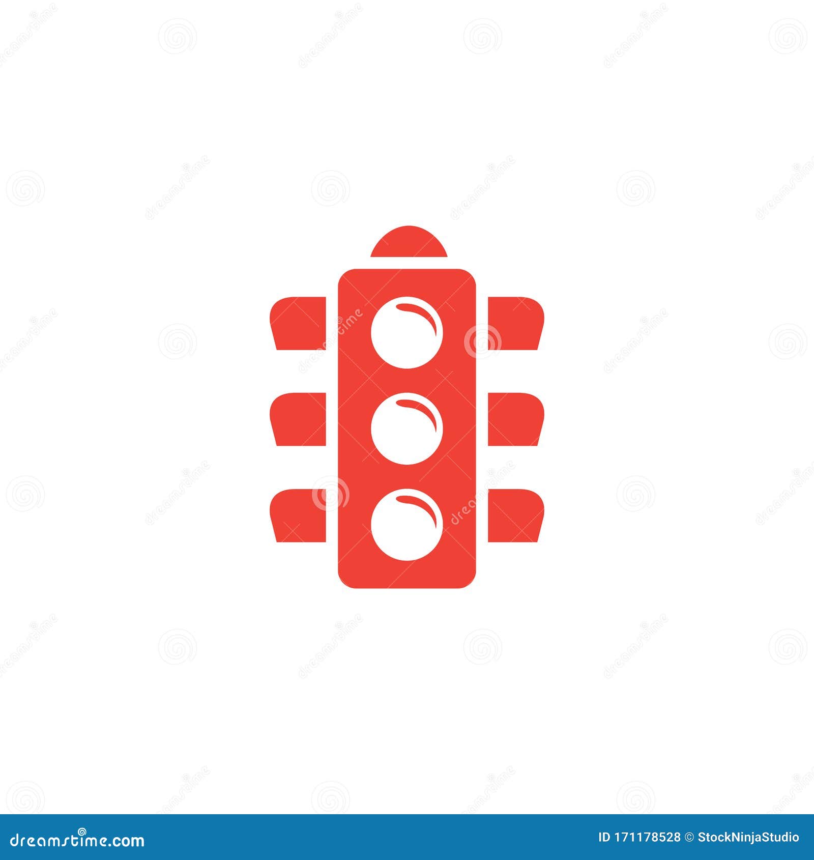 Traffic Light Signal Red Icon on White Background. Red Flat Style ...