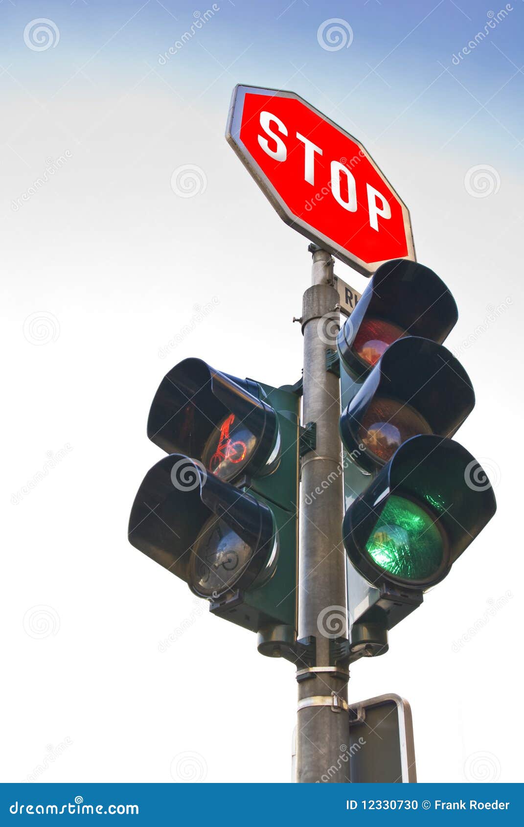 Traffic Light with Stop Sign Stock Photo - Image of control, stop: 12330730
