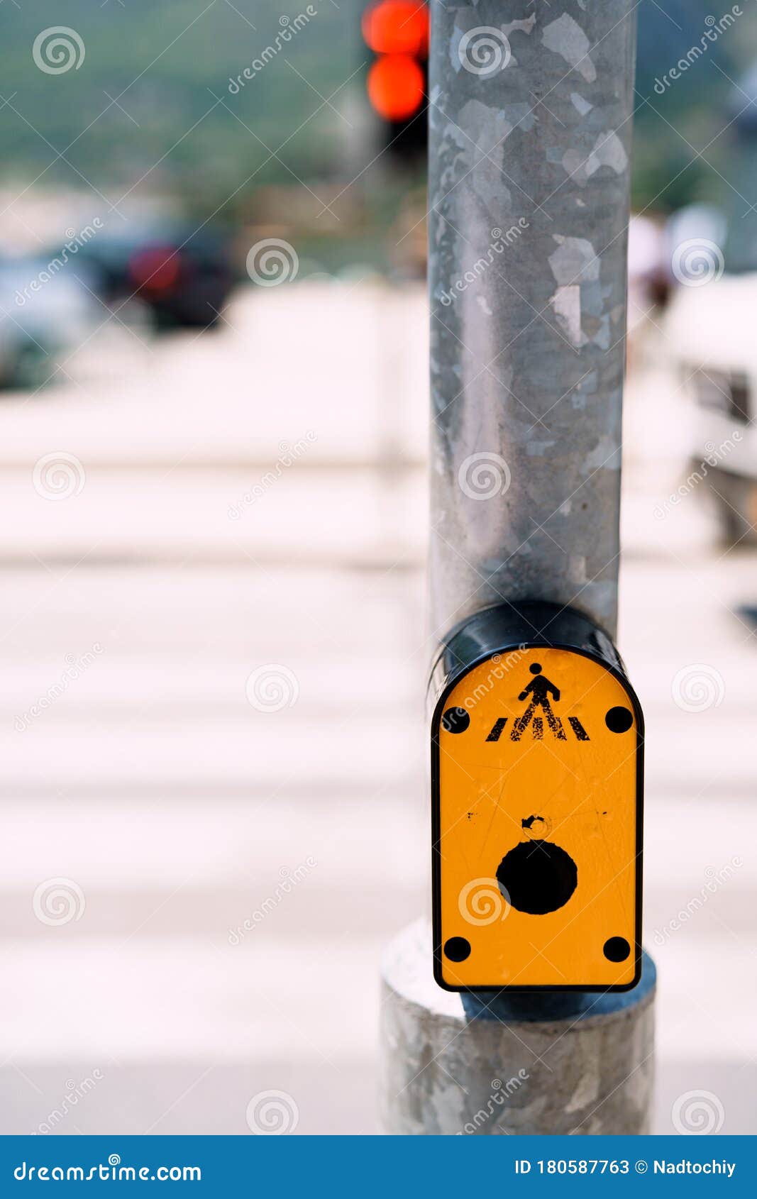 Traffic Light Switch Button. Yellow Button on Traffic Lights on the ...